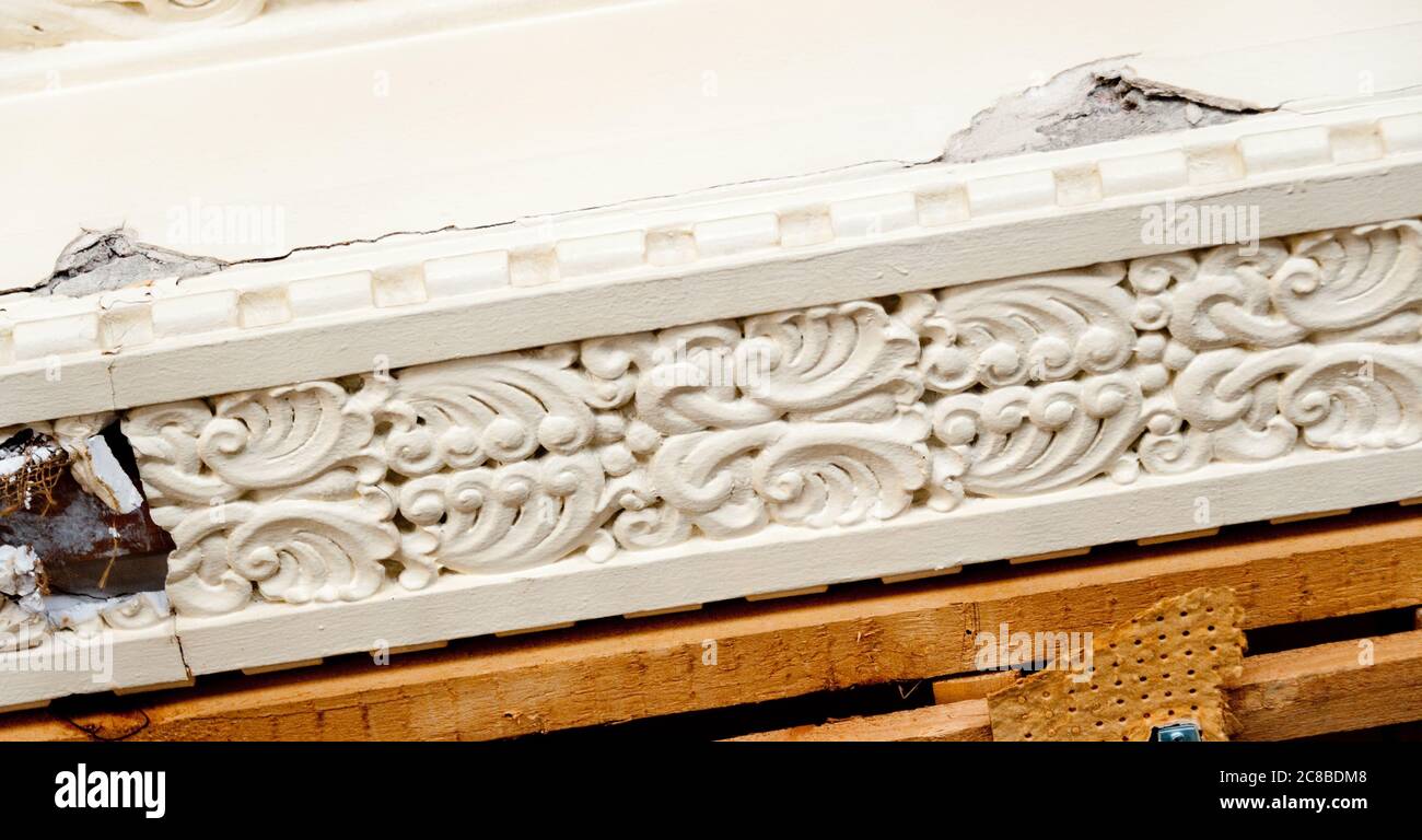 Stucco decorations revealed during renovation Stock Photo - Alamy