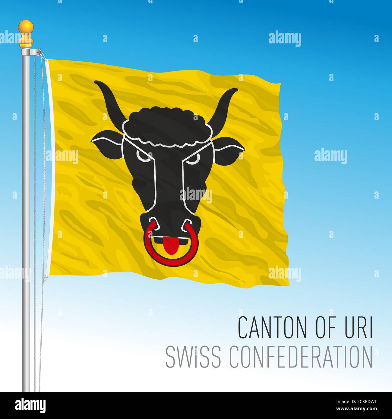 Canton of Uri, official flag, Switzerland, european country, vector ...