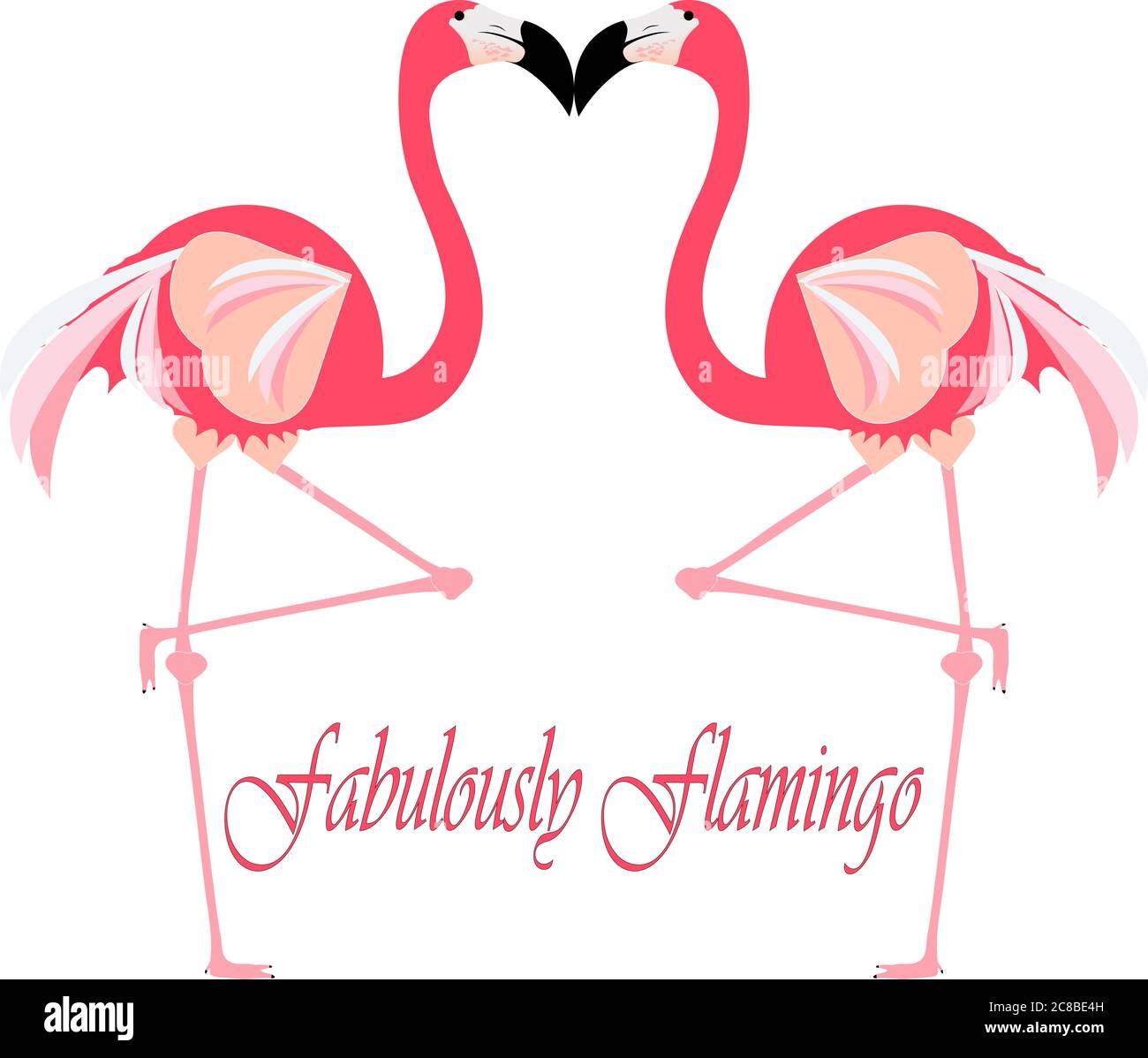 Pair of Flamingo Birds Standing Illustration Stock Photo - Alamy