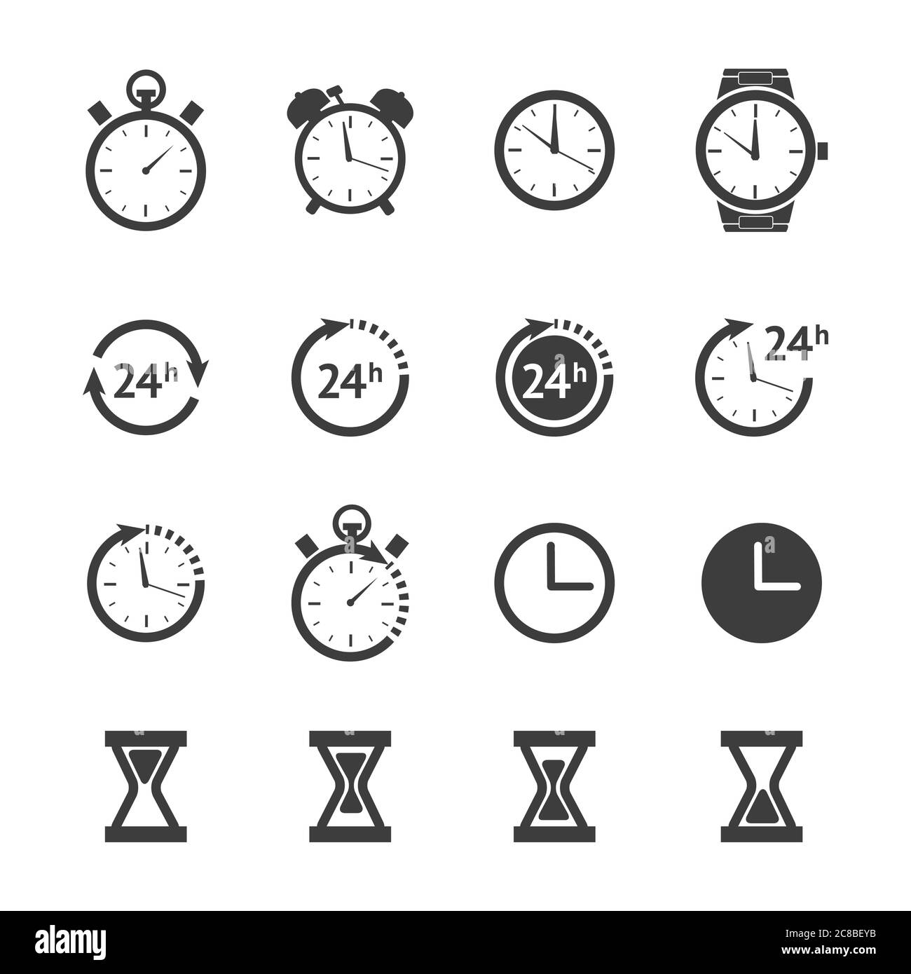 Vector black clock icons set isolated on white background Stock Vector ...