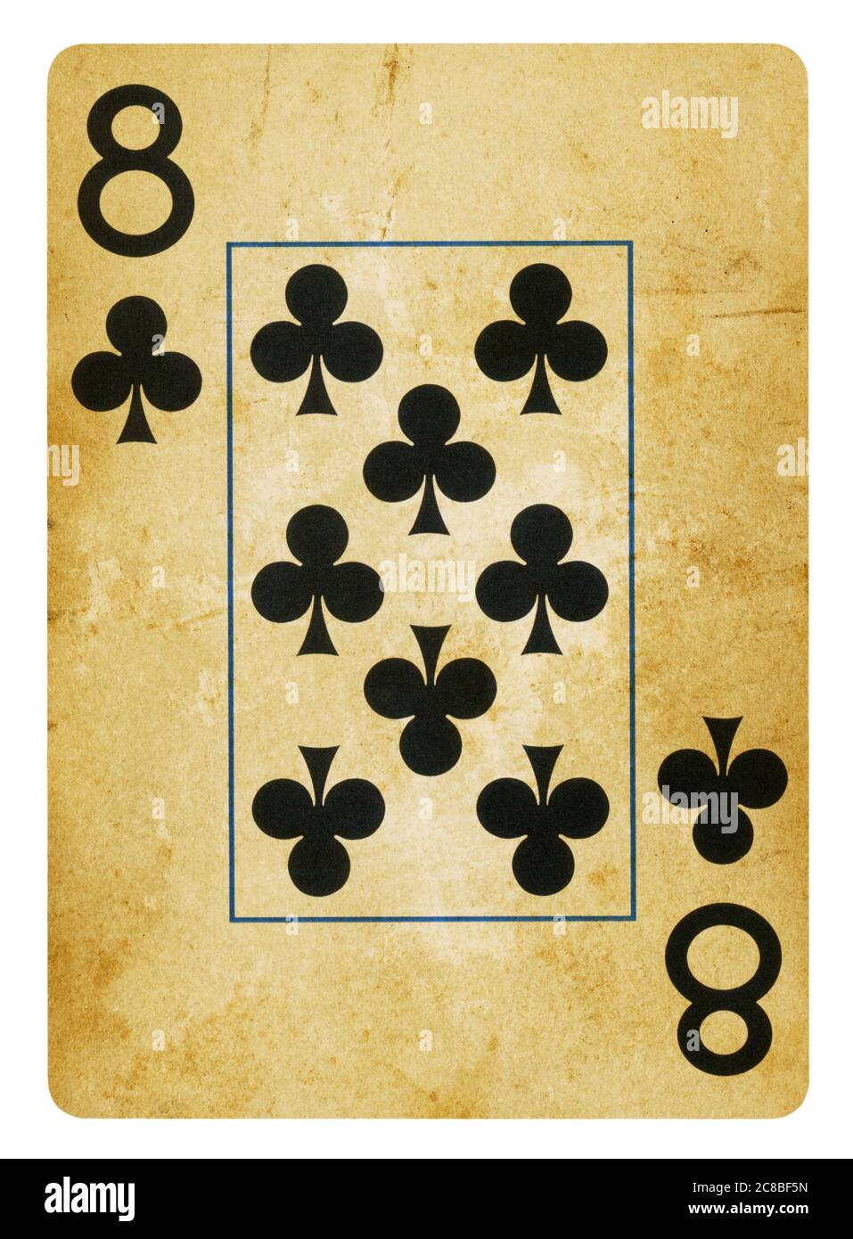 Eight of Clubs Vintage playing card - isolated on white (clipping path ...