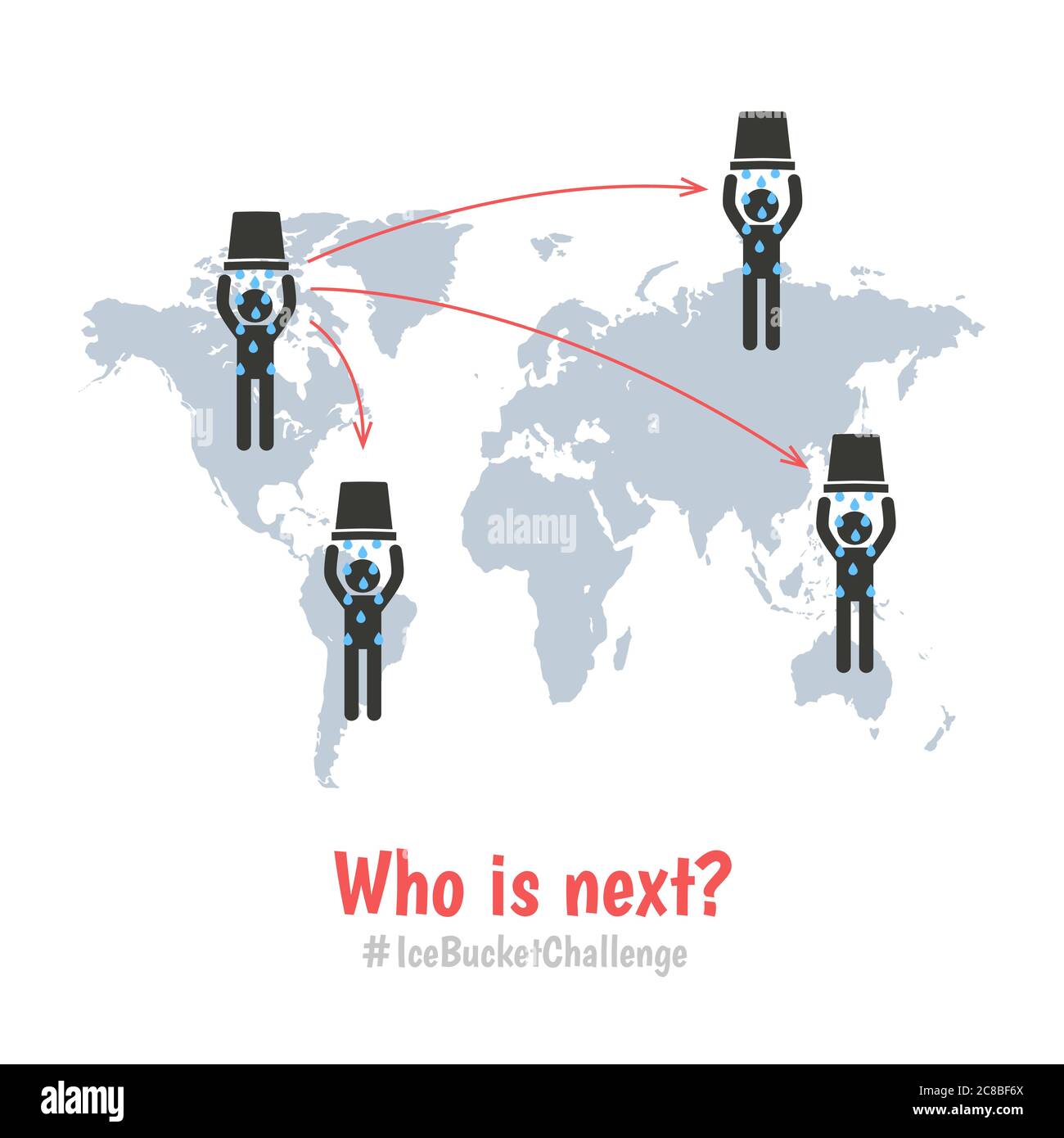 ALS ice bucket challenge concept with silhouette men pouring cold icy ...