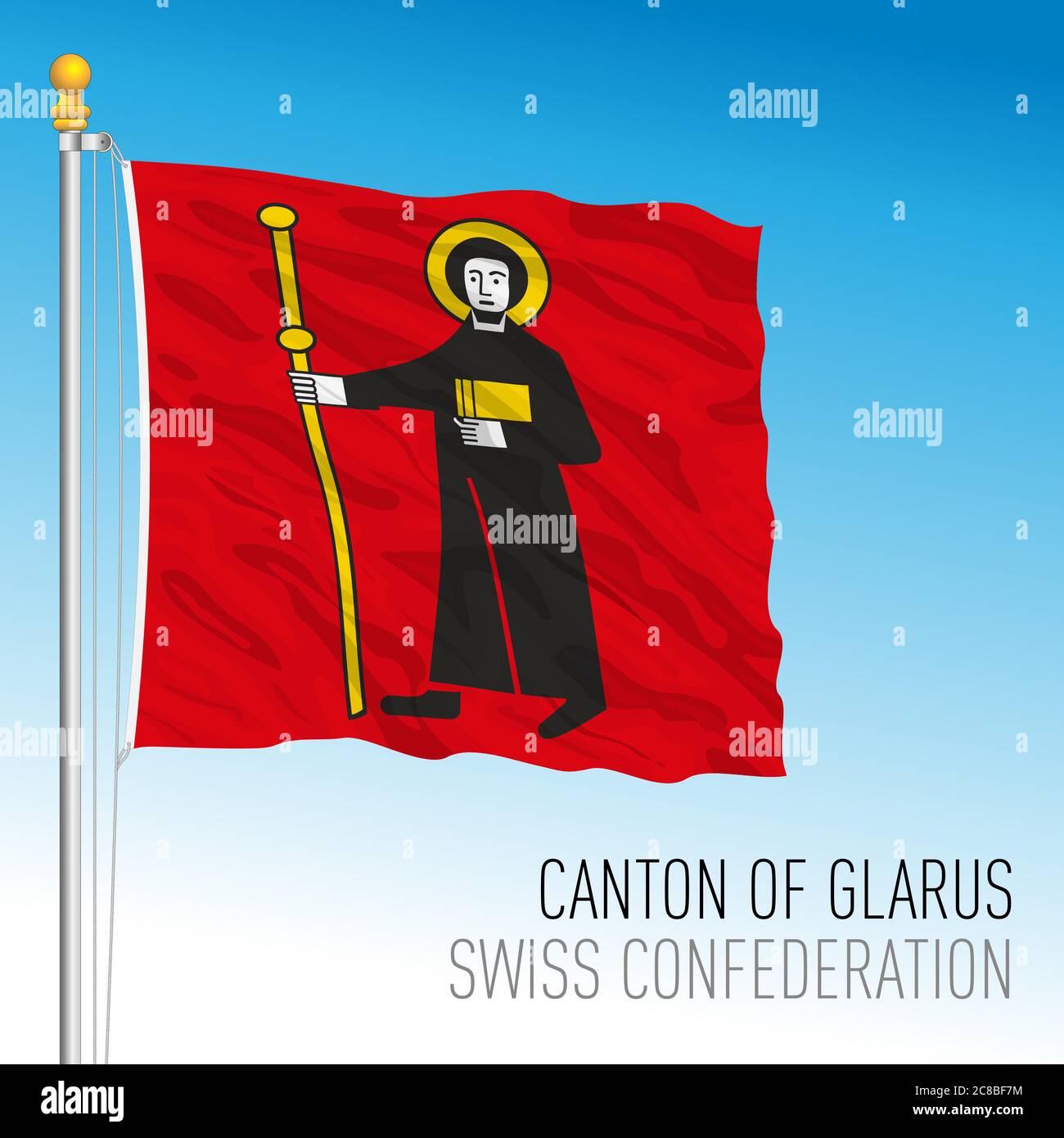 Canton of Glarus, official flag, Switzerland, european country, vector ...