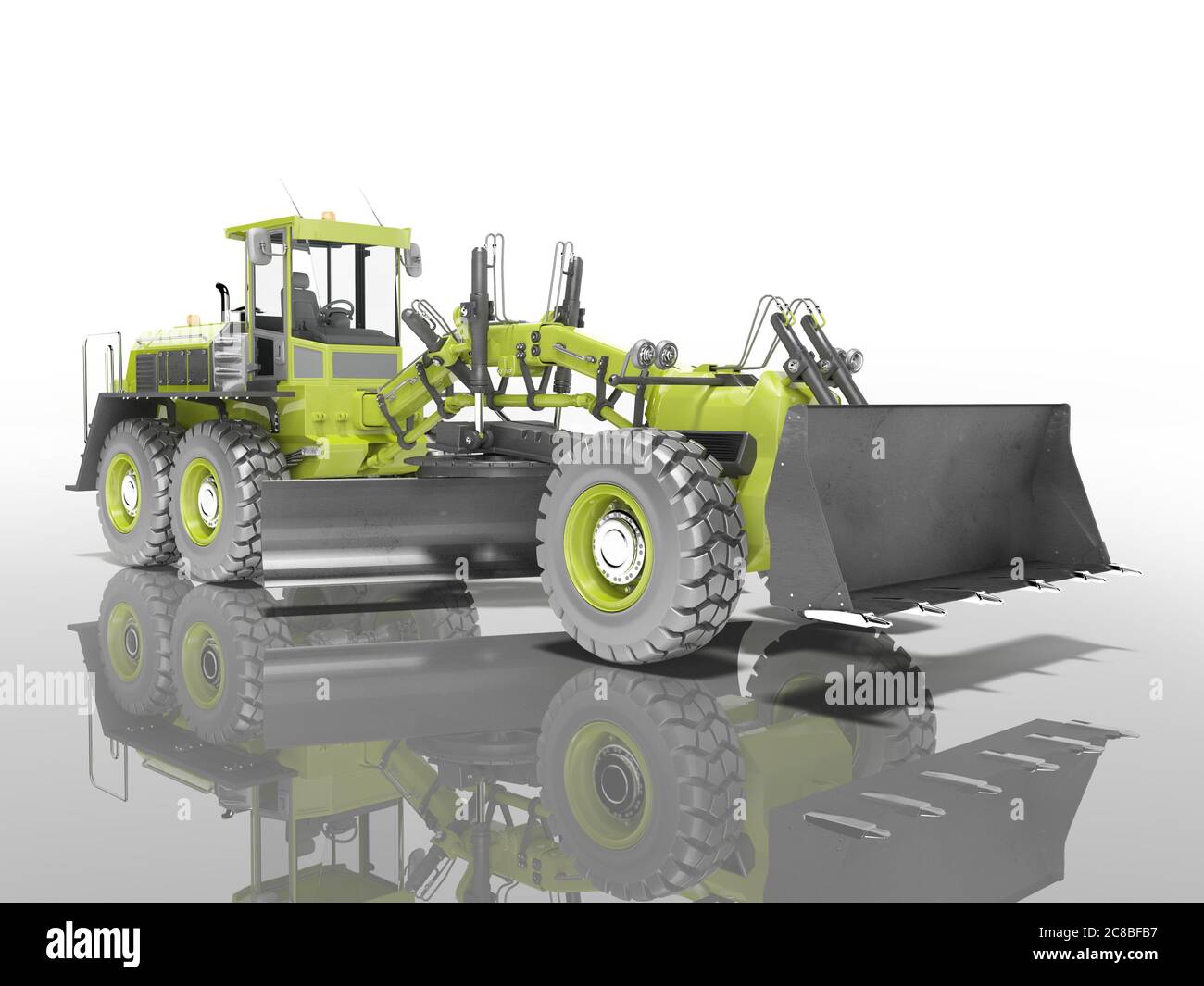 Concept green grader 3d render on white background with shadow Stock ...