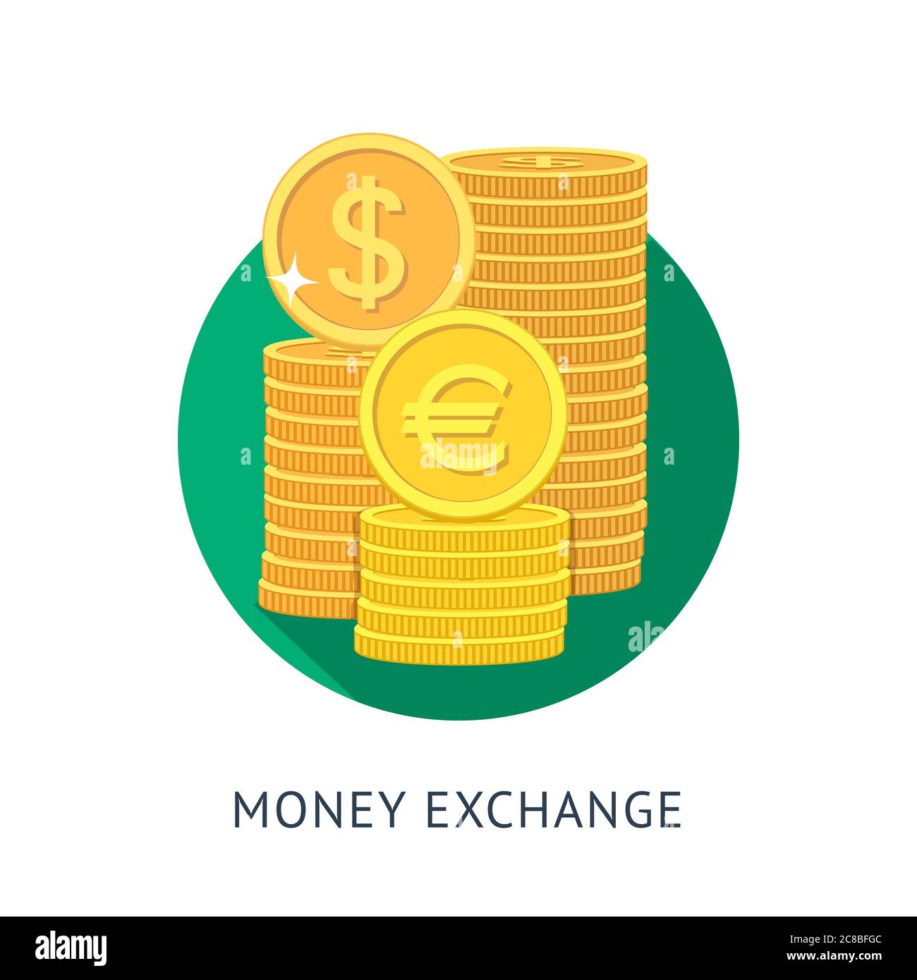 Vector illustration in flat style. Currency exchange icon. Money ...