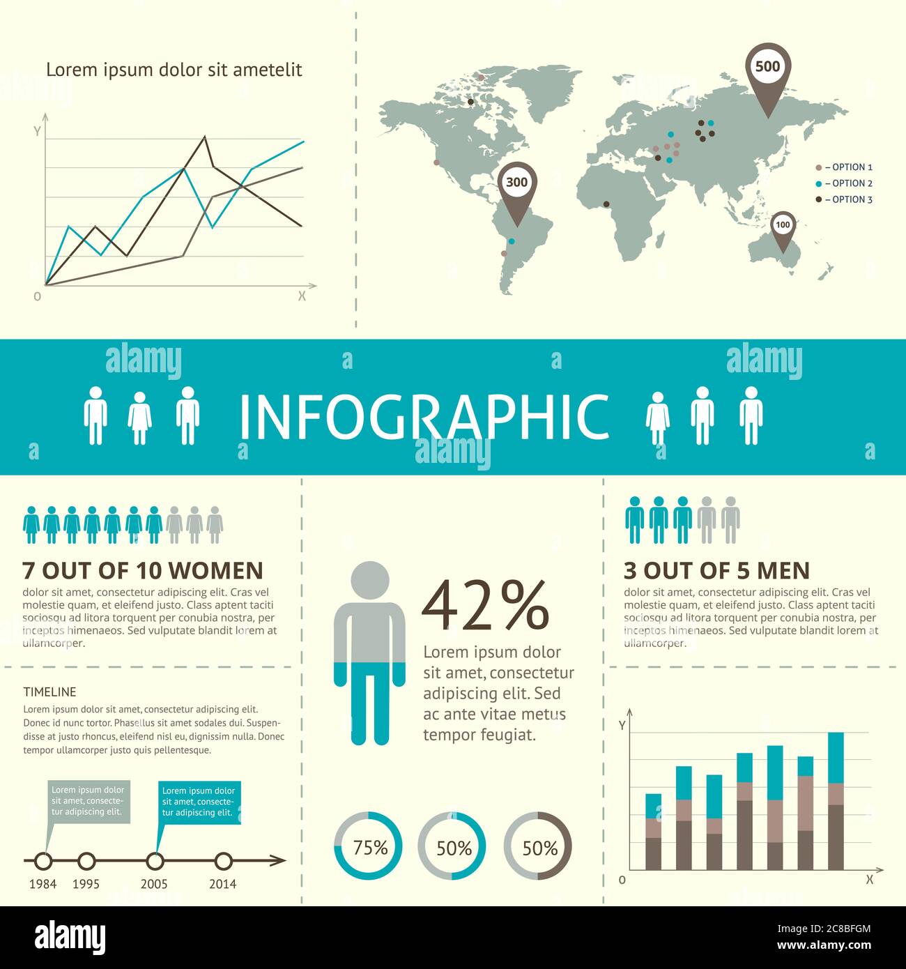 Human infographic vector illustration with word map, charts and other ...