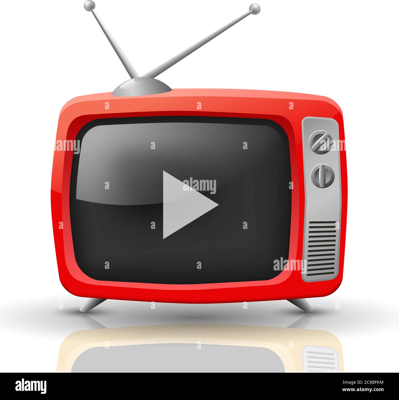 Vector illustration of orange TV isolated on white background Stock ...