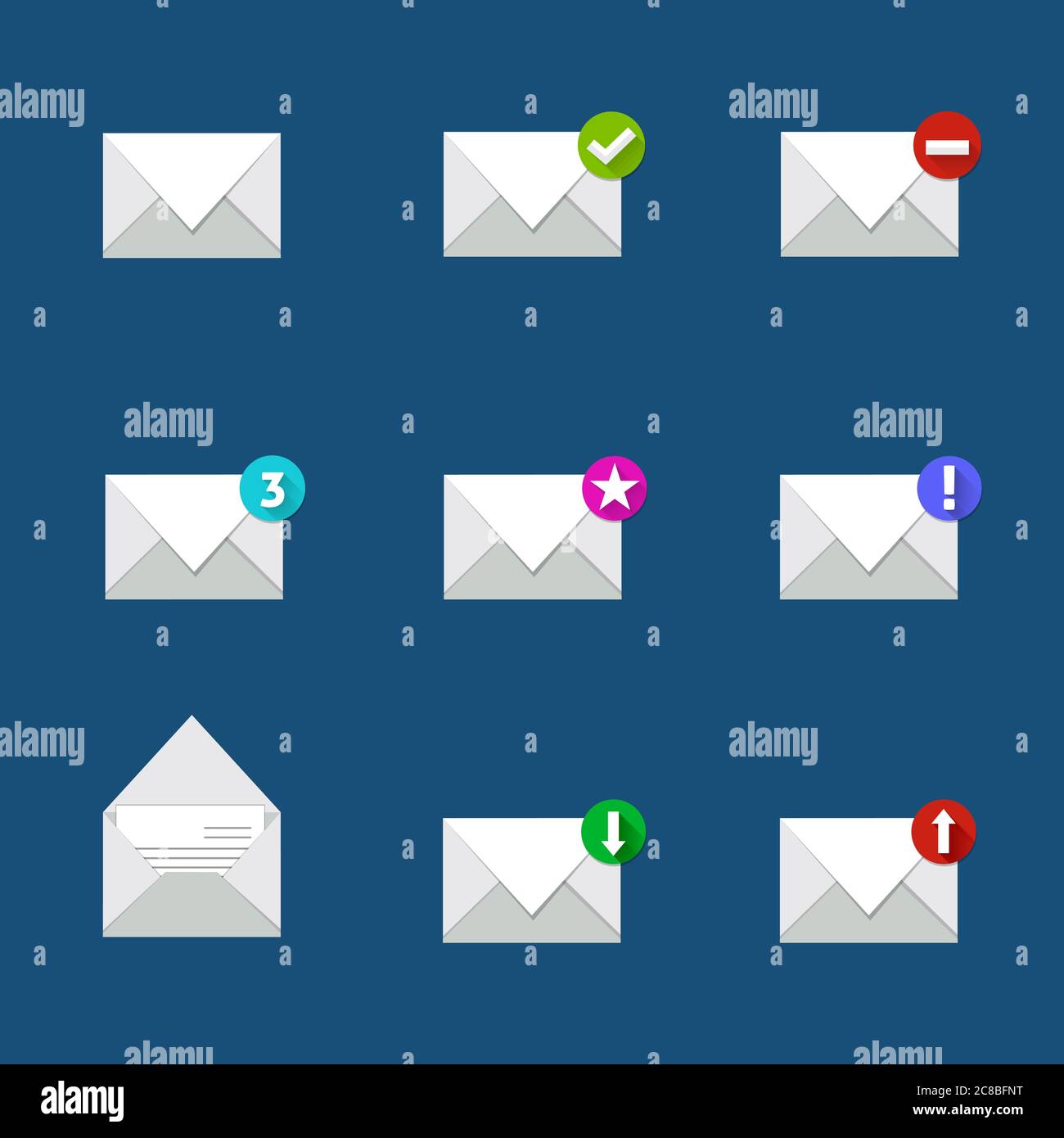 Vector set of envelope icons with different condition Stock Vector ...