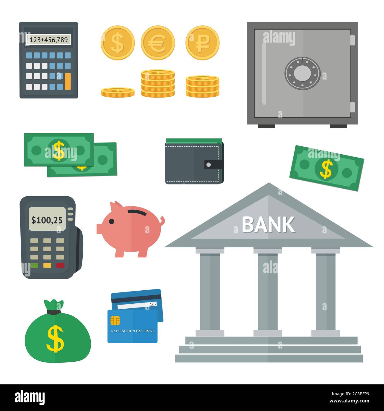 Vector set of flat finance icons for web and mobile application Stock ...