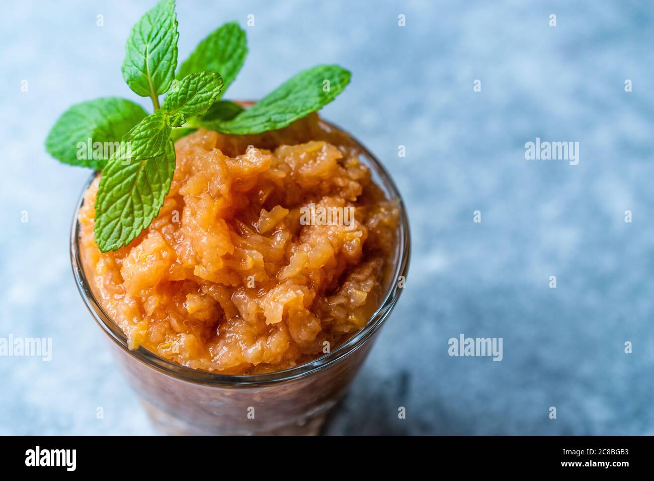 Homemade Italian Mandarin Granita Ice Cream with Mint Leaves ...