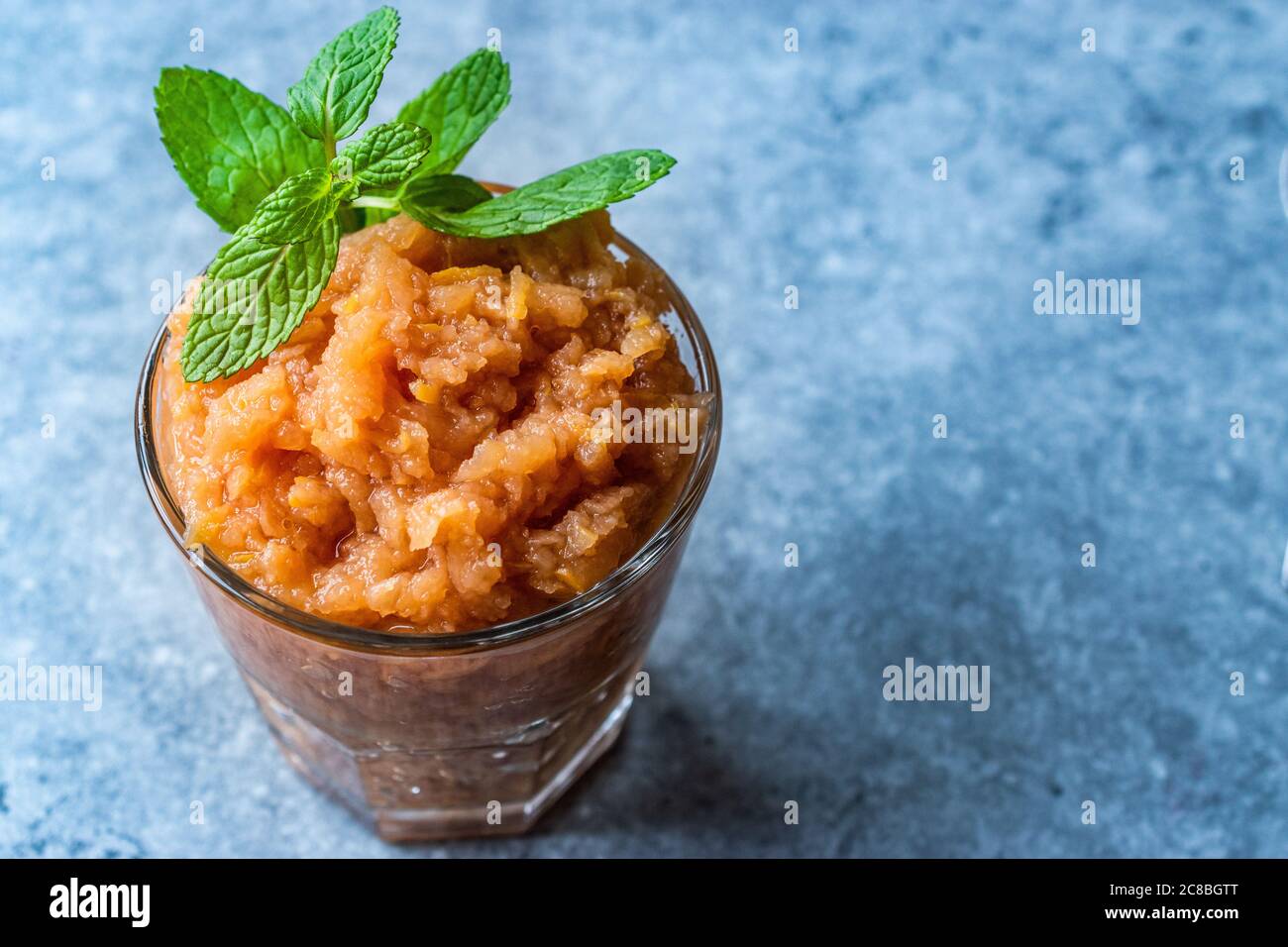 Homemade Italian Mandarin Granita Ice Cream with Mint Leaves ...