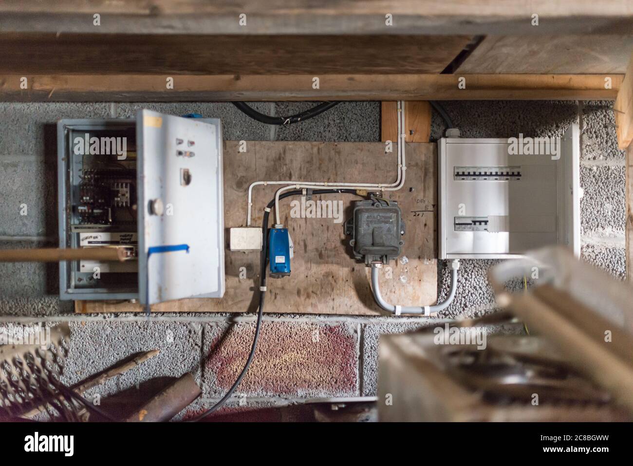 Electrical industrial installatons with high voltage outlets Stock ...