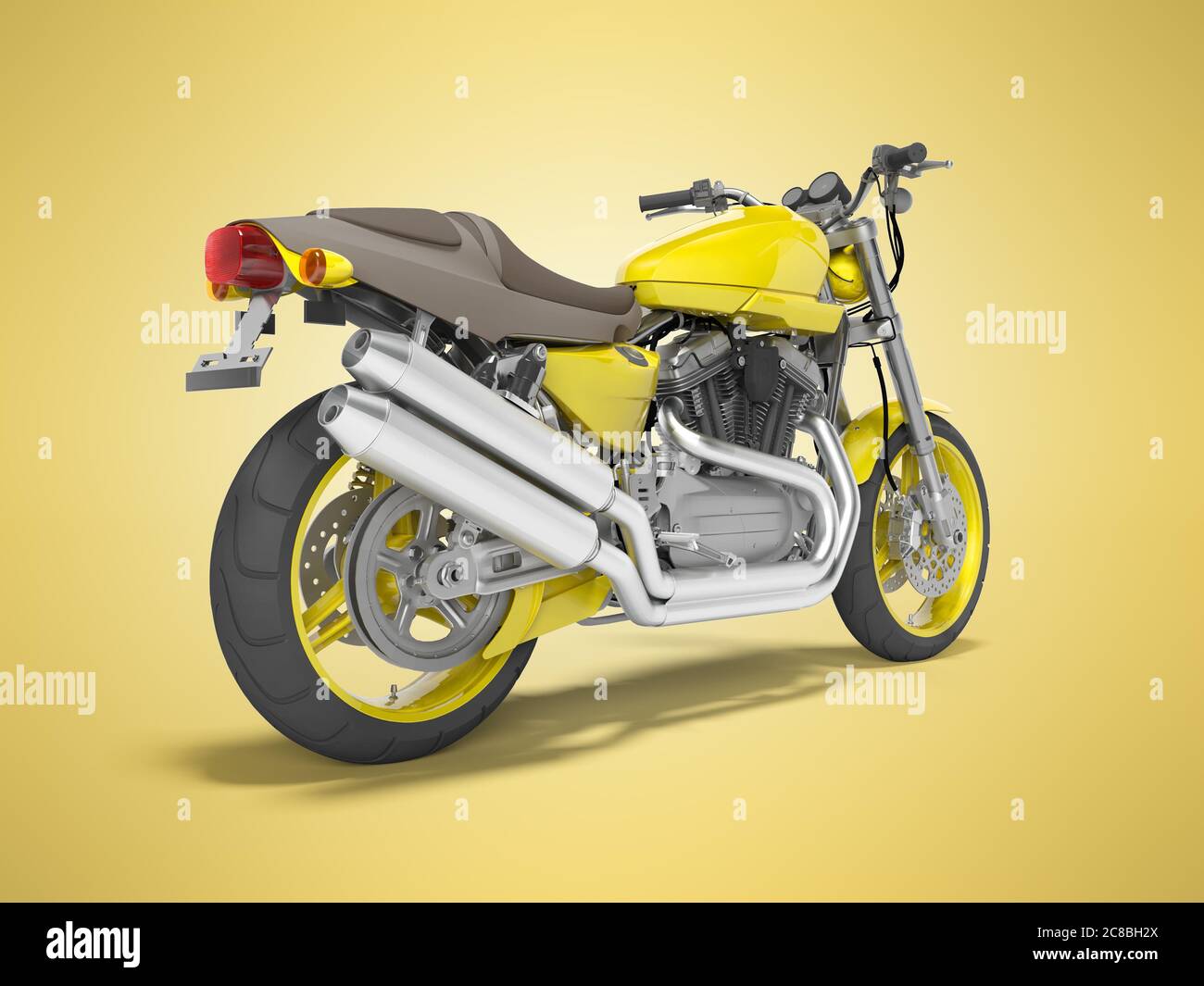 Yellow motorbike for two places isolated 3d render on yellow background ...