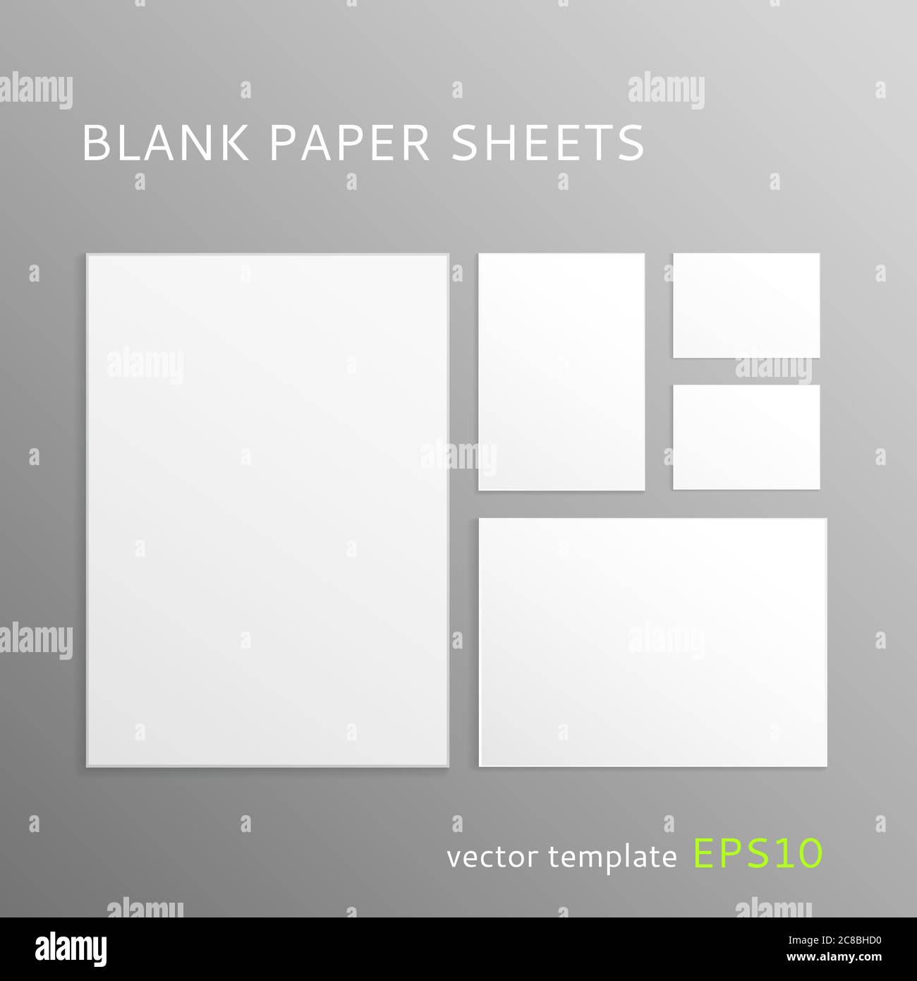 Vector set of blank paper sheets isolated on gray background Stock ...