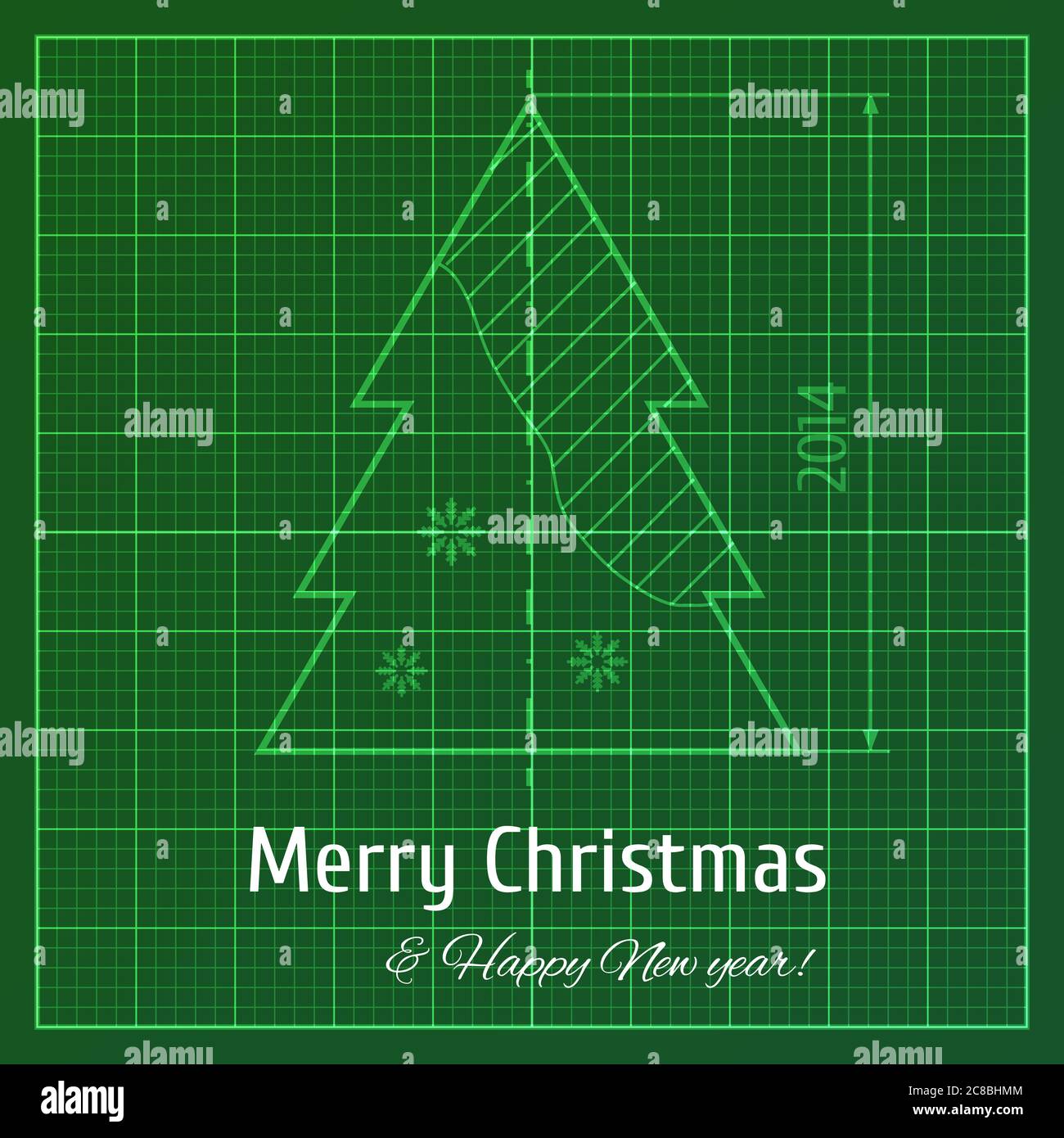 Vector illustration of green graph paper print for New Year and ...