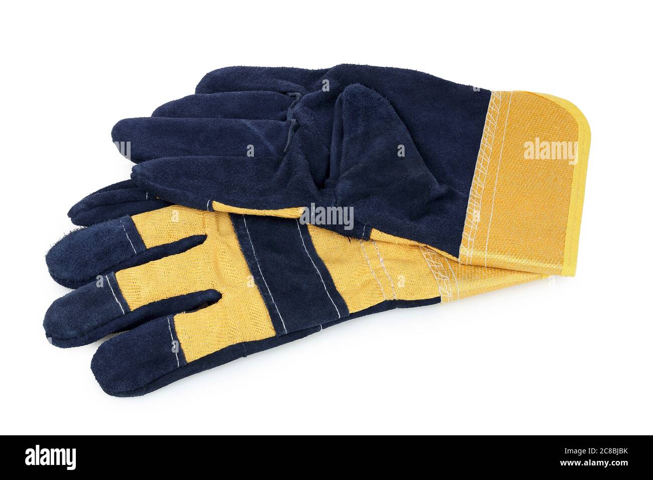 pair of suede protective gloves isolated on white Stock Photo - Alamy