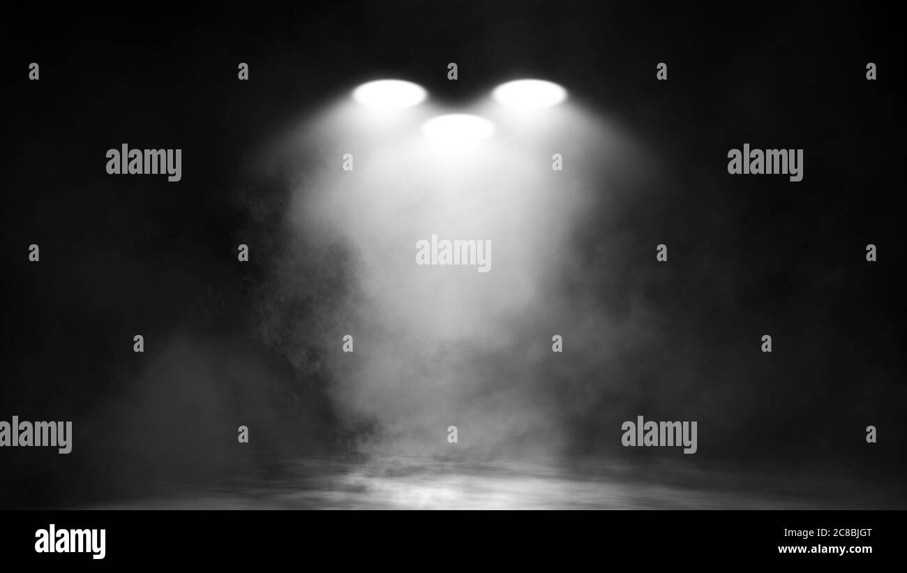 Mystical spotlight with smoke on isolated black background. Light ...