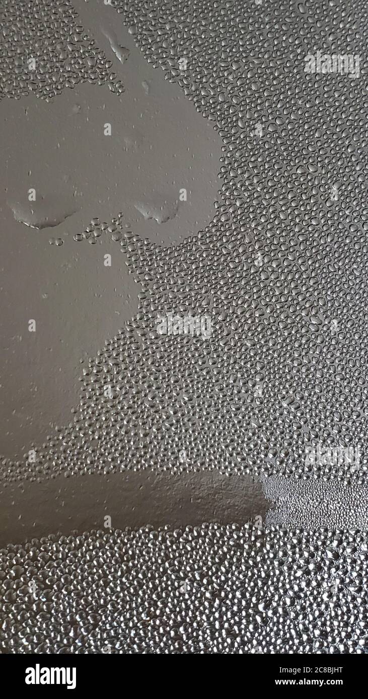 Defocus texture of clear water bubbles on reflective foil. Abstract ...