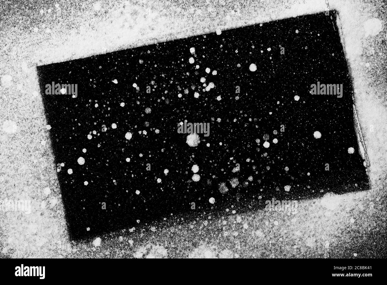 rectangular grungy background or element for designs, white spray paint ...