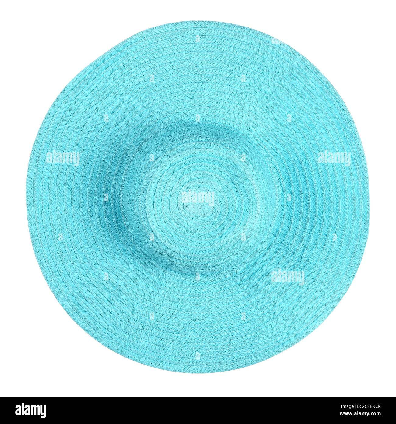 top view of cyan summer hat isolated on white Stock Photo - Alamy
