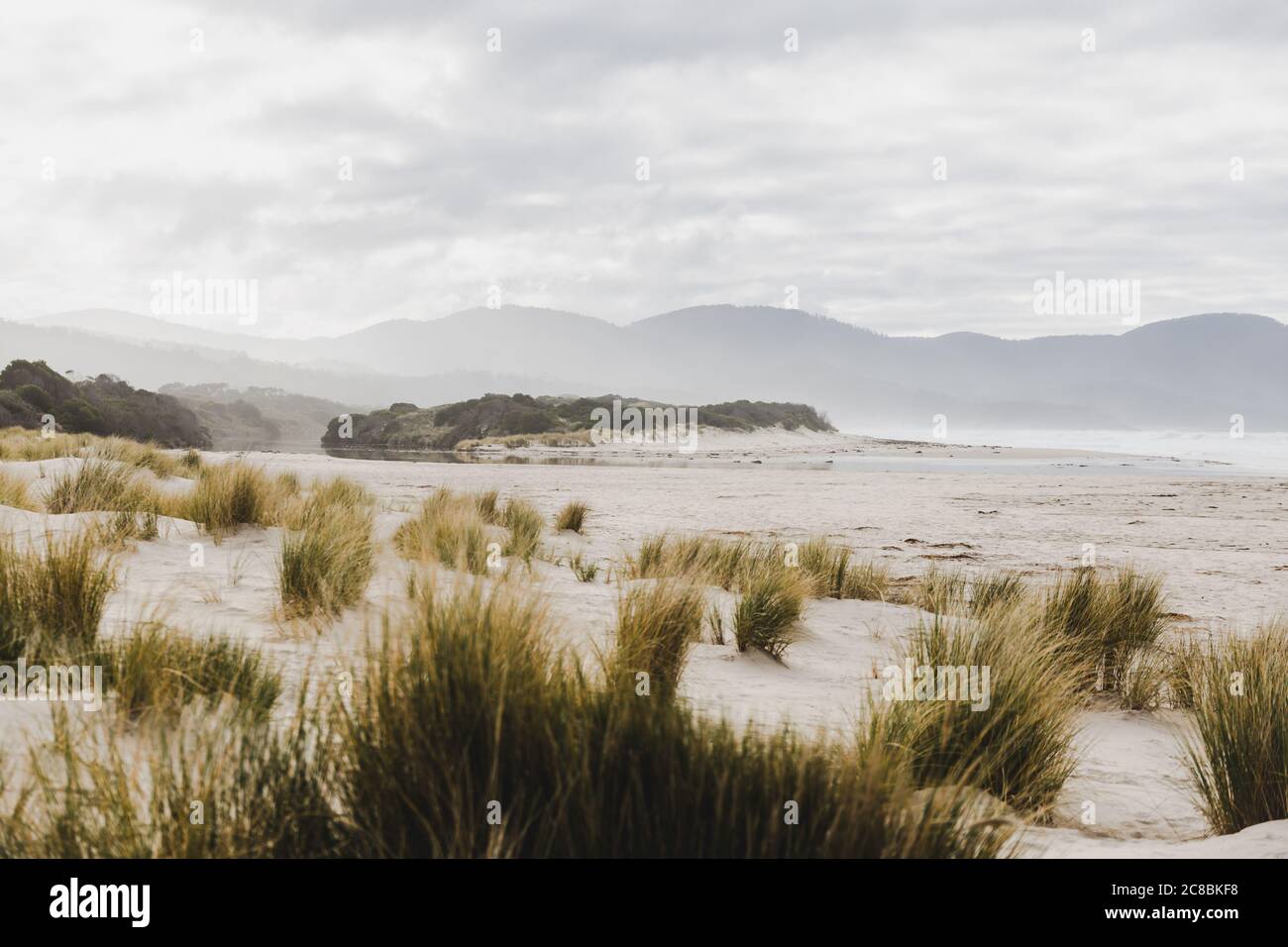 pristine untouched Australian beach in Marion Bay in Tasmania with no ...
