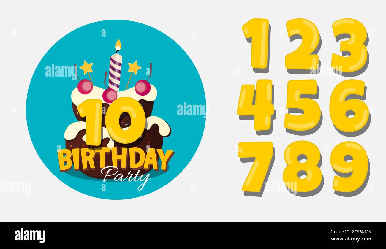 Set of happy birthday anniversary numbers congratulations, invitation ...