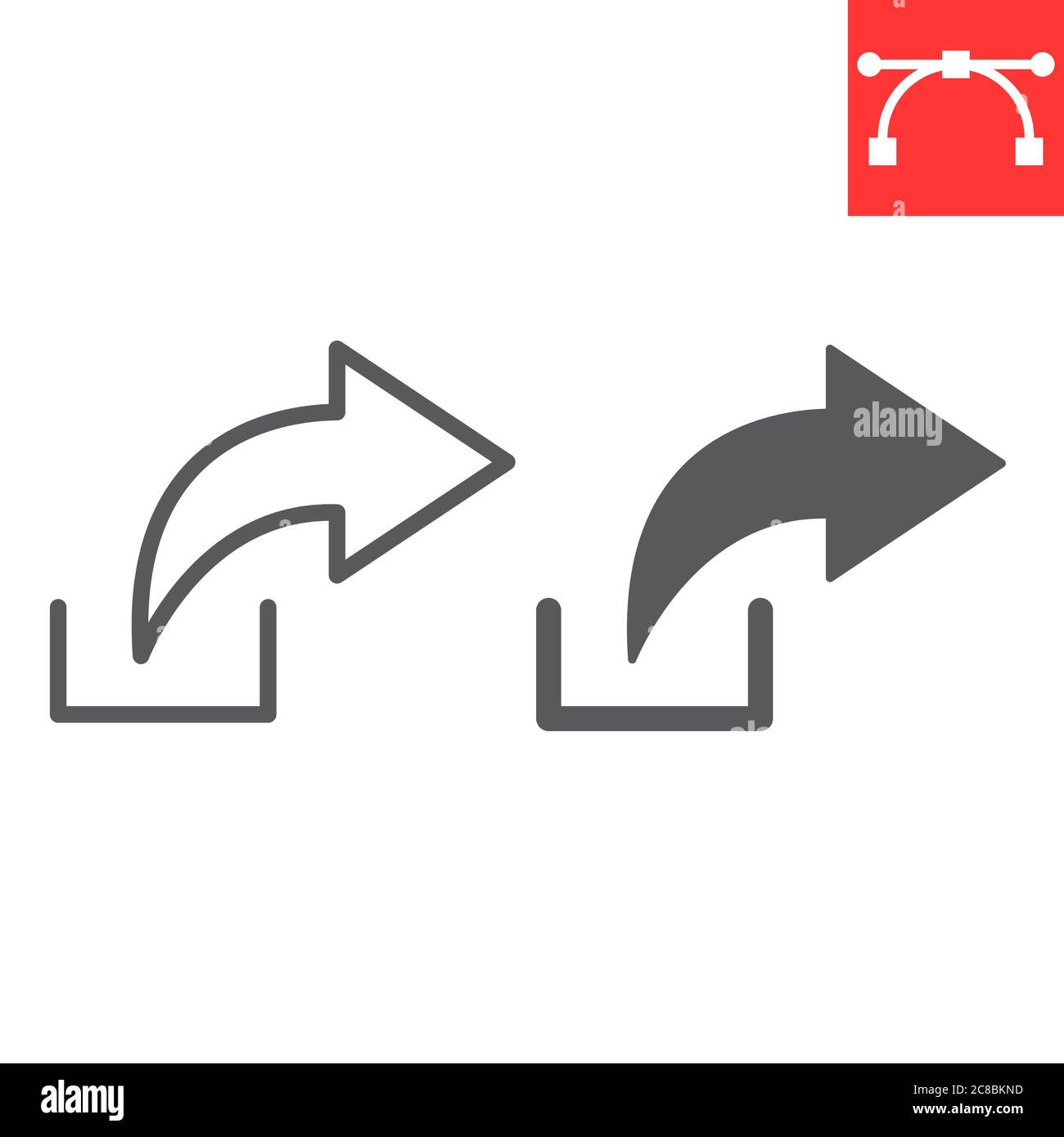 Share line and glyph icon, ui and button, arrow sign vector graphics, editable stroke linear ...