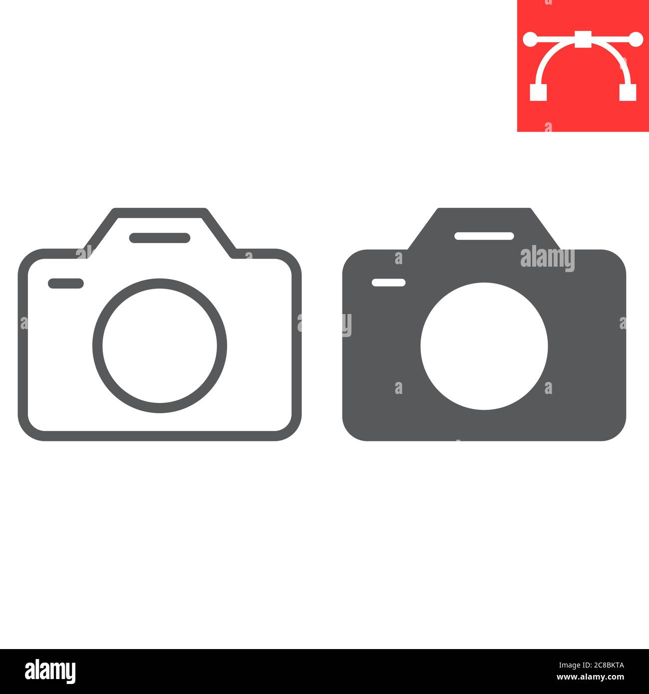 Camera line and glyph icon, ui and button, photography sign vector ...