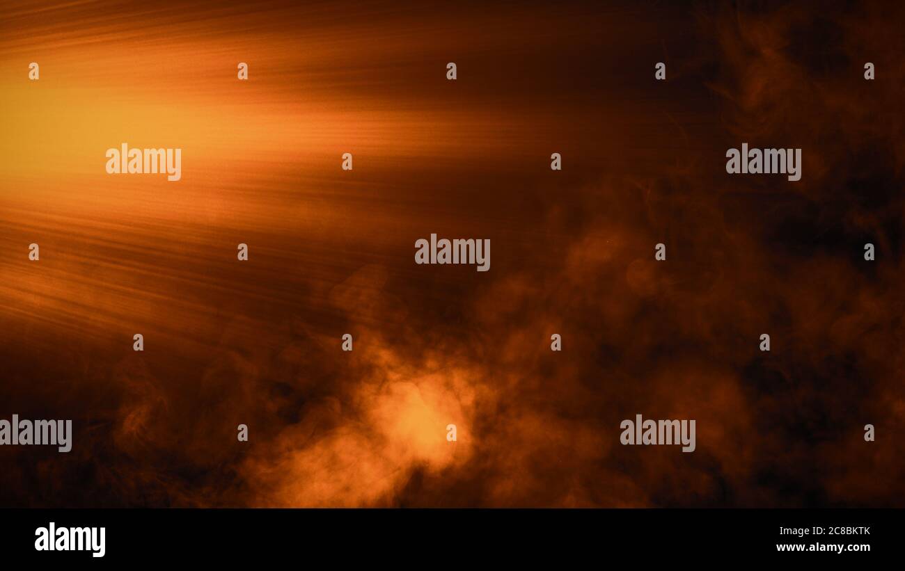 Fire Spotlight with smoke mist effect on isolated black background ...