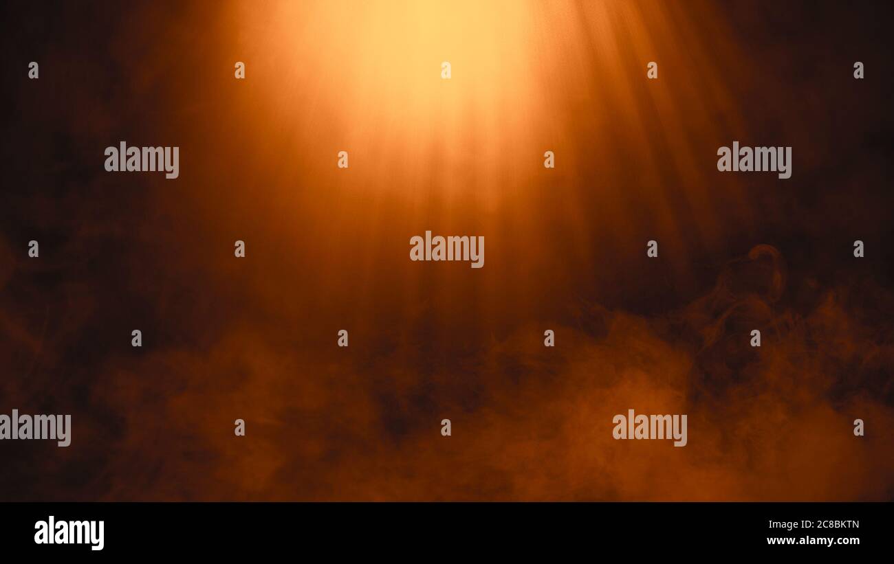 Fire Spotlight with smoke mist effect on isolated black background ...