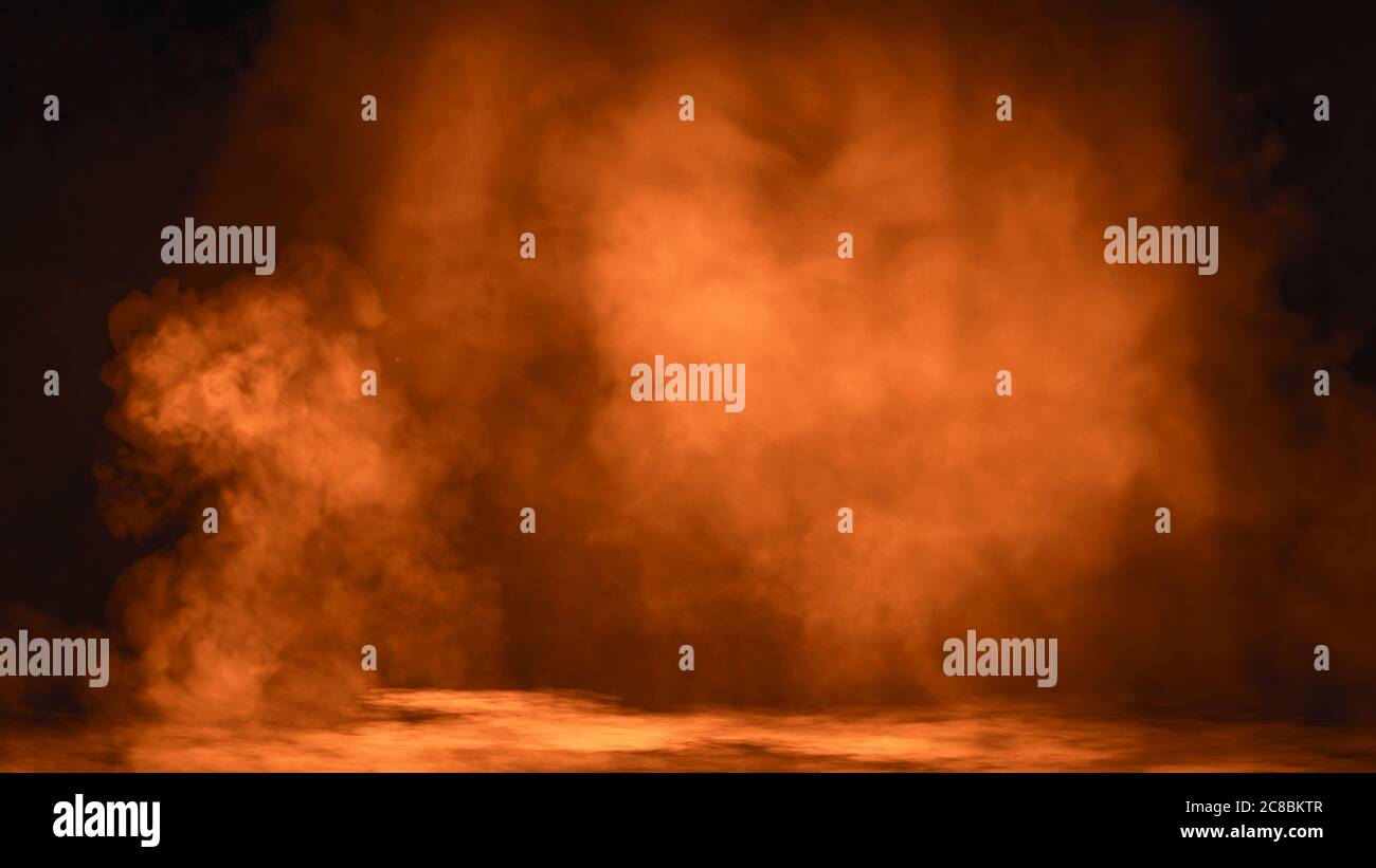 Fire Spotlight with smoke mist effect on isolated black background ...