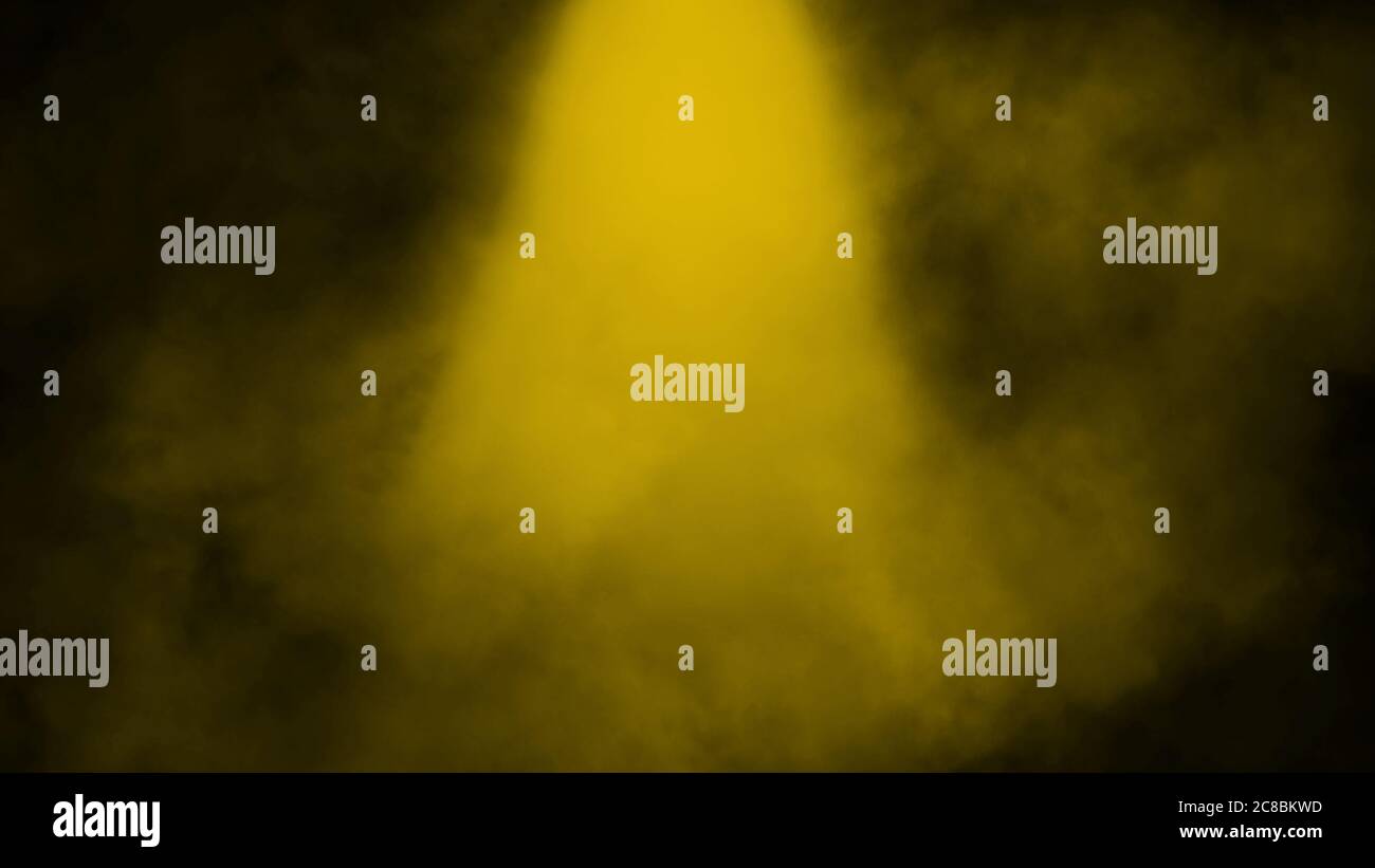 Yellow stage spotlight with smoke on the floor . Misty texture overlays ...