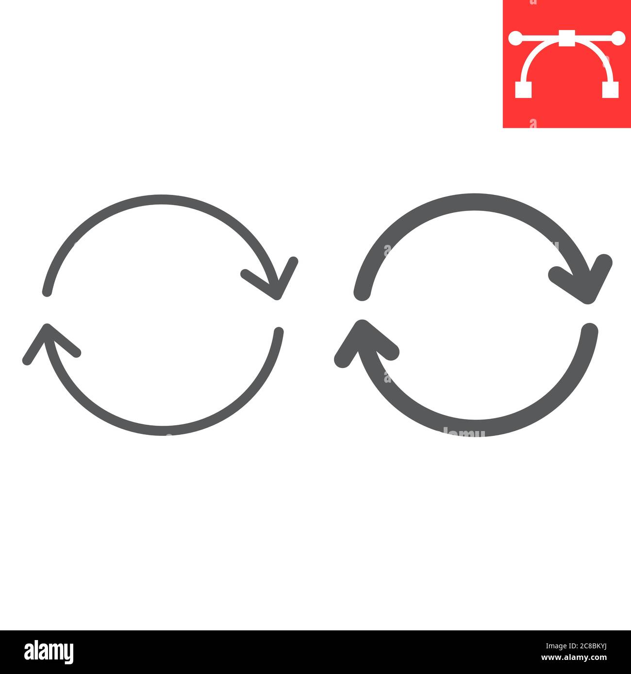 Reload line and glyph icon, ui and button, refresh sign vector graphics, editable stroke linear ...