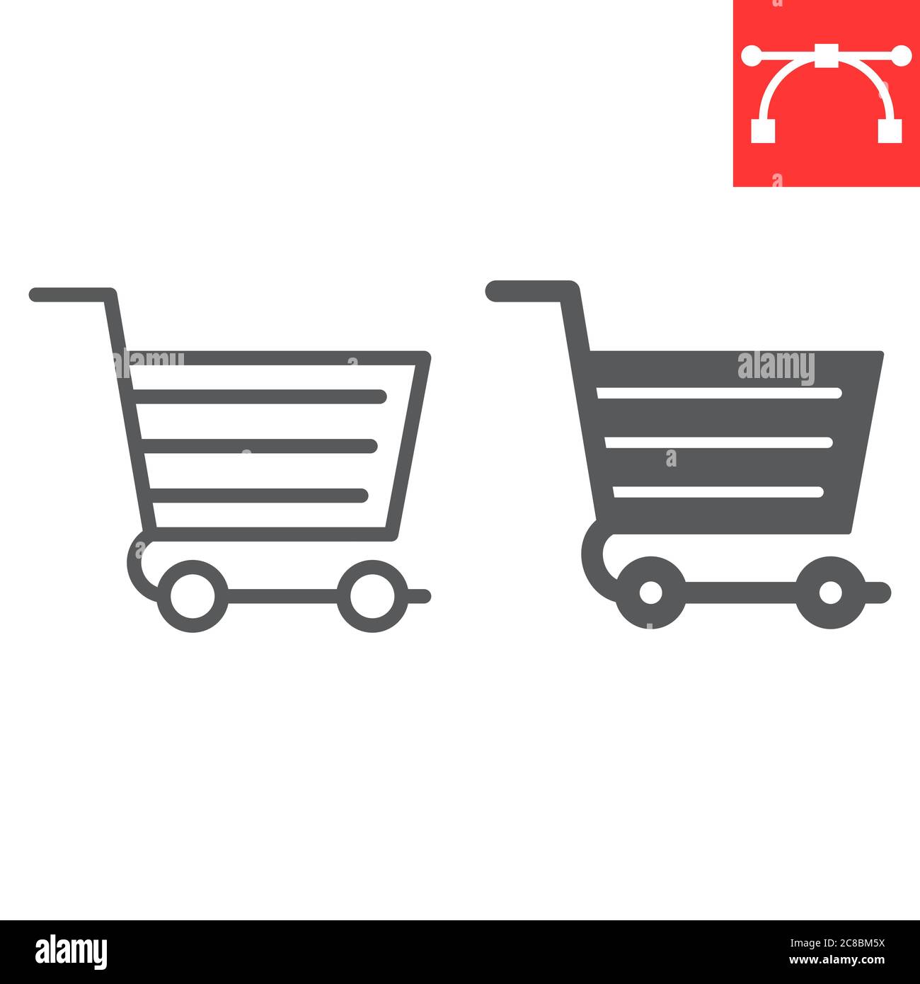 Shopping cart line and glyph icon, ui and button, shop cart sign vector ...