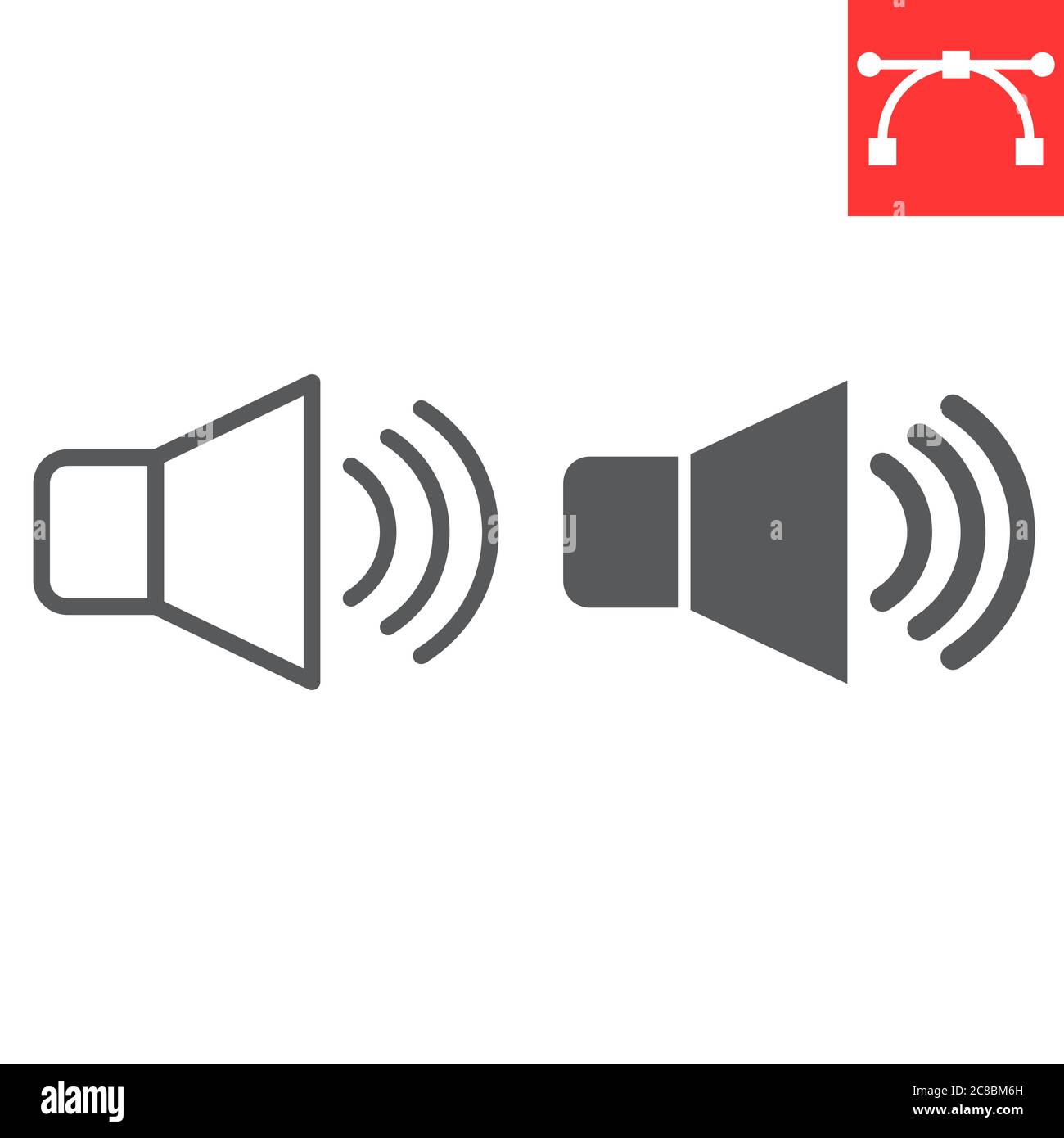 Speaker volume line and glyph icon, ui and button, sound volume sign ...