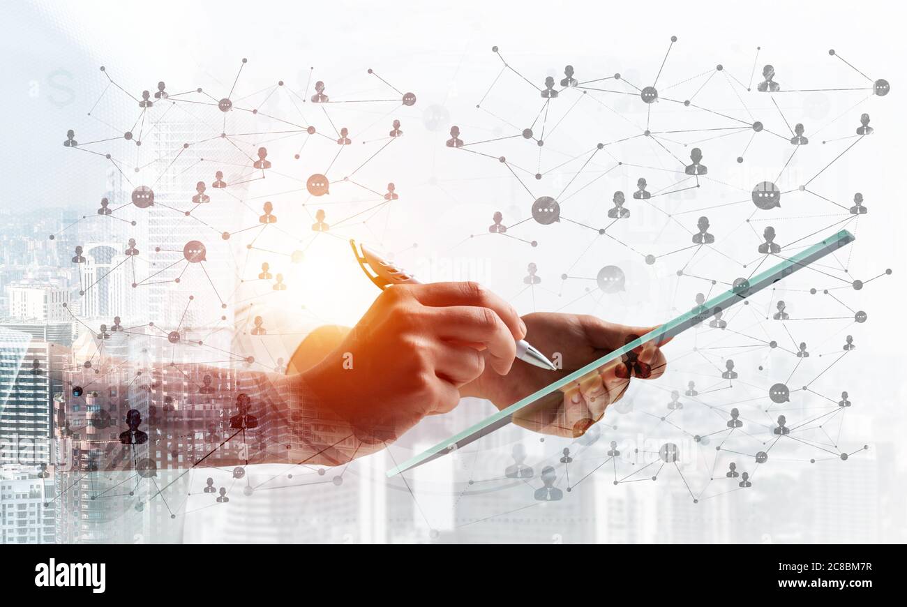 Double exposure concept of human resources management Stock Photo - Alamy