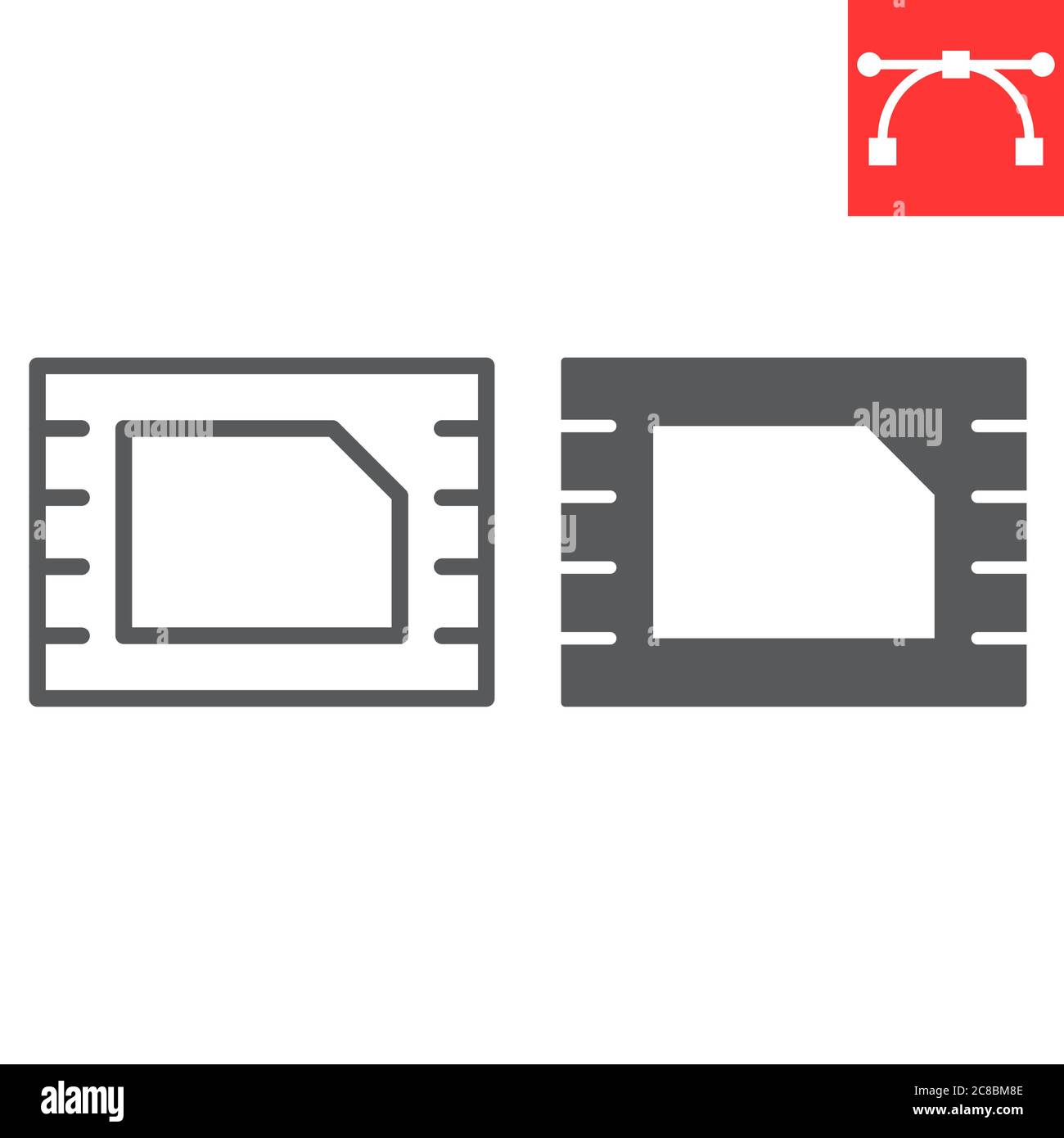 eSIM line and glyph icon, ui and button, Embedded SIM card sign vector ...