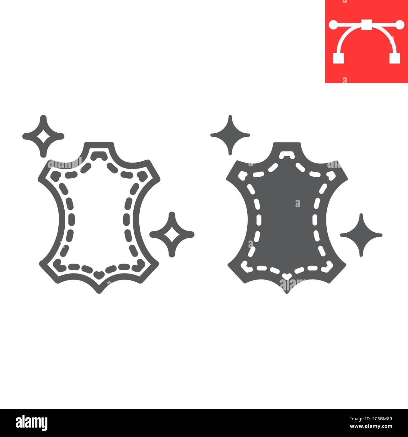 Leather dry cleaning line and glyph icon, dry cleaning and wash ...
