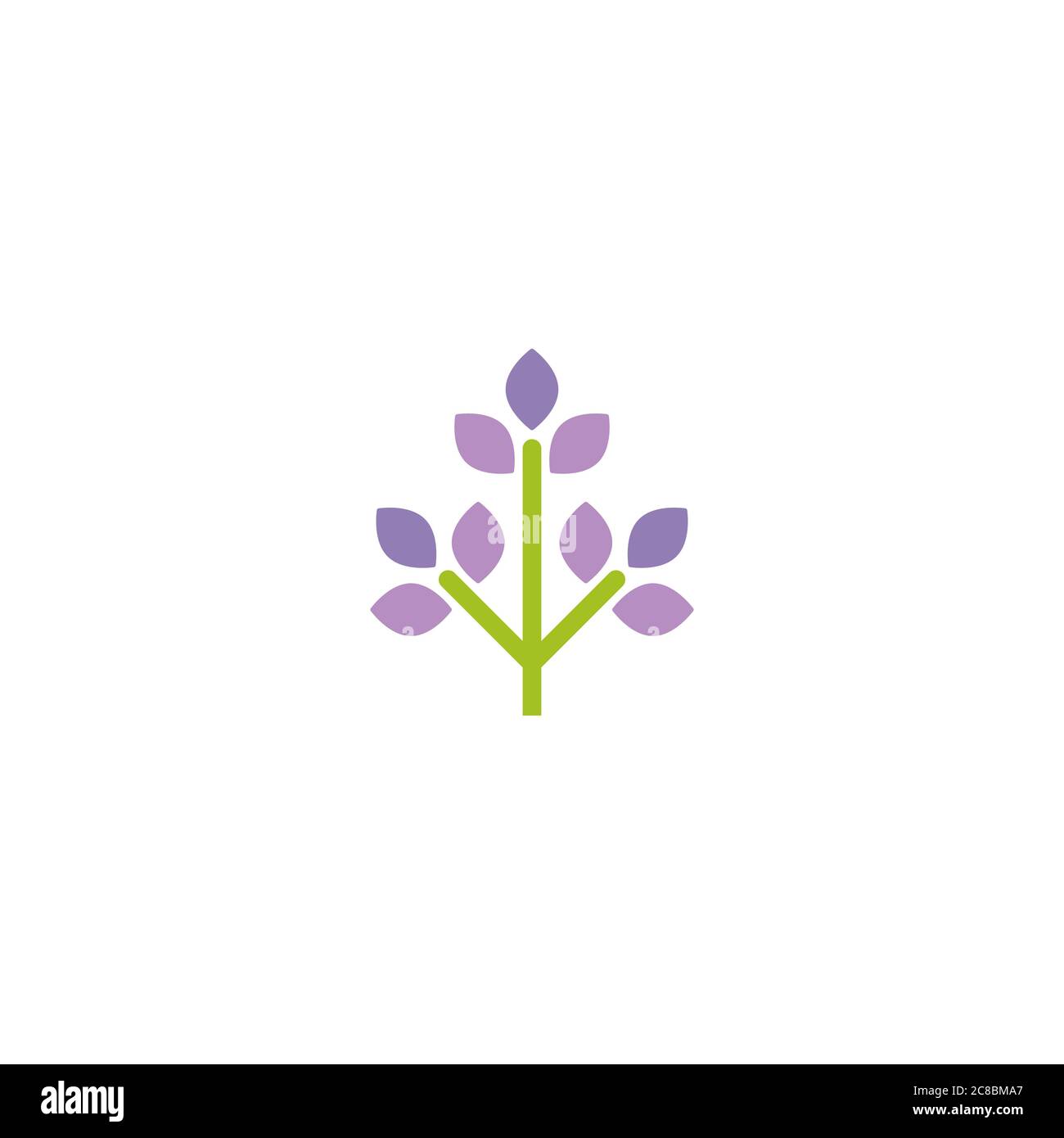 Green flat icon of lavender flower. Isolated on white. Vector ...