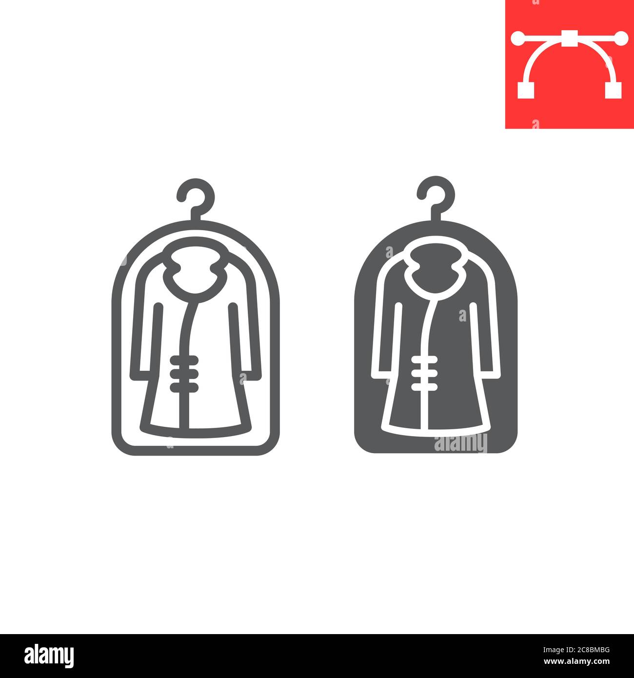 Cover fot clothes line and glyph icon, dry cleaning and wash, coat sign ...