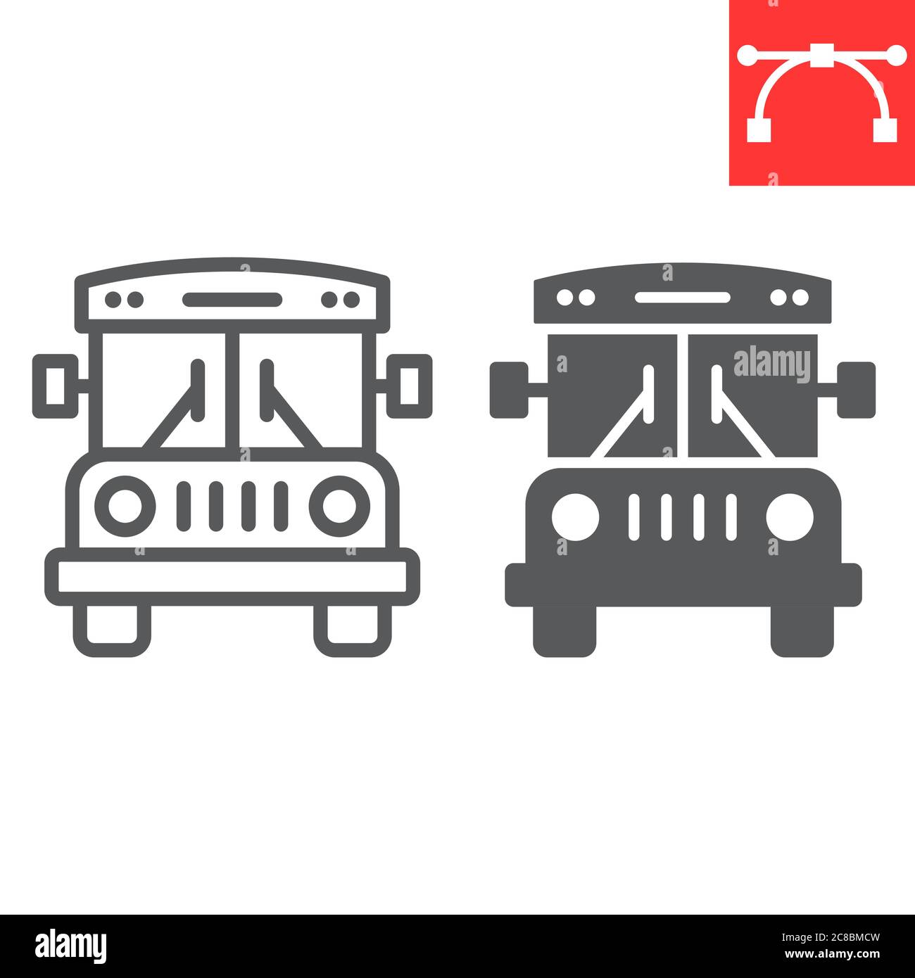 School bus line and glyph icon, school and education, bus sign vector ...