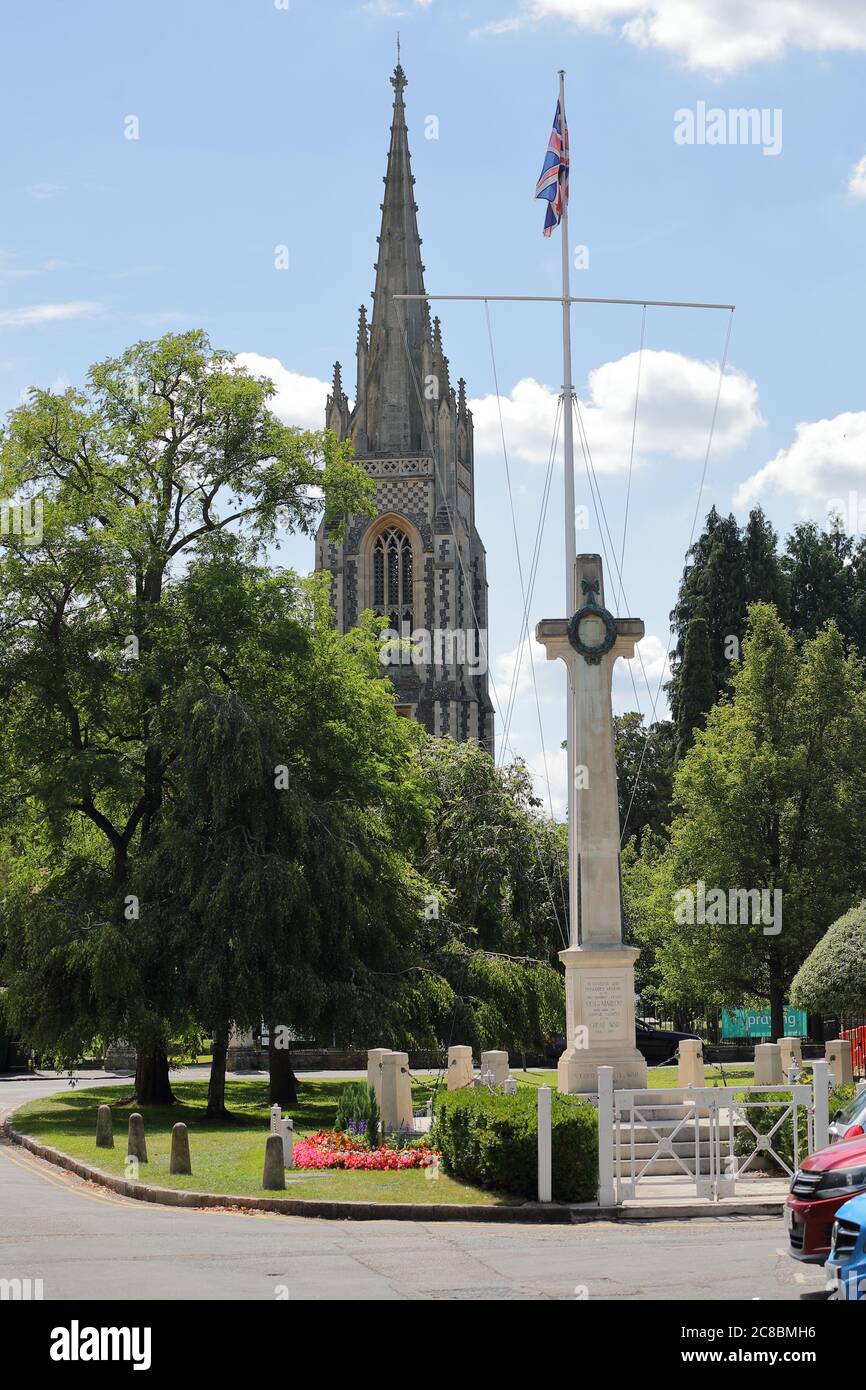 The All Saints Church with the War Memorial in Marlow, Buckinghamshire ...
