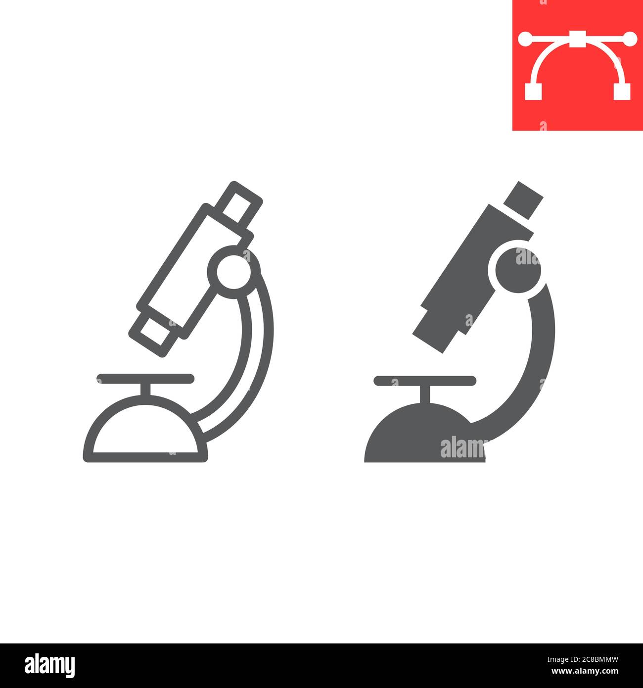 Microscope line and glyph icon, school and education, biology sign ...