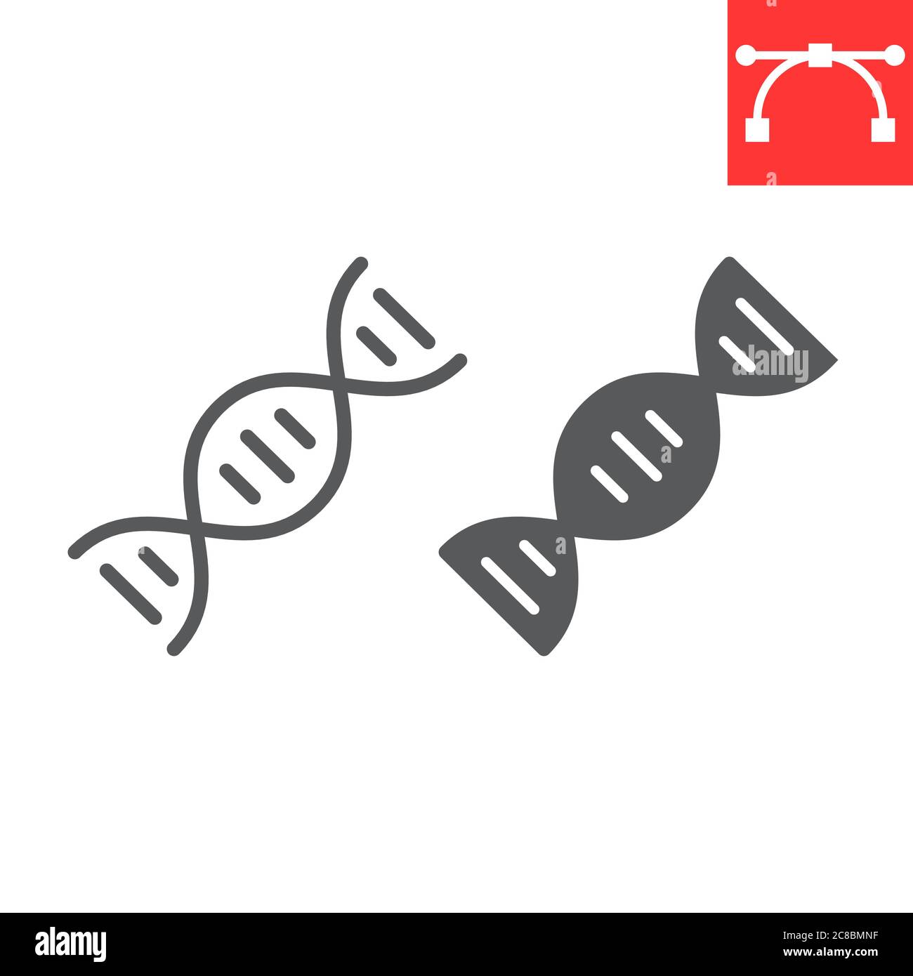 DNA line and glyph icon, school and education, biology sign vector ...