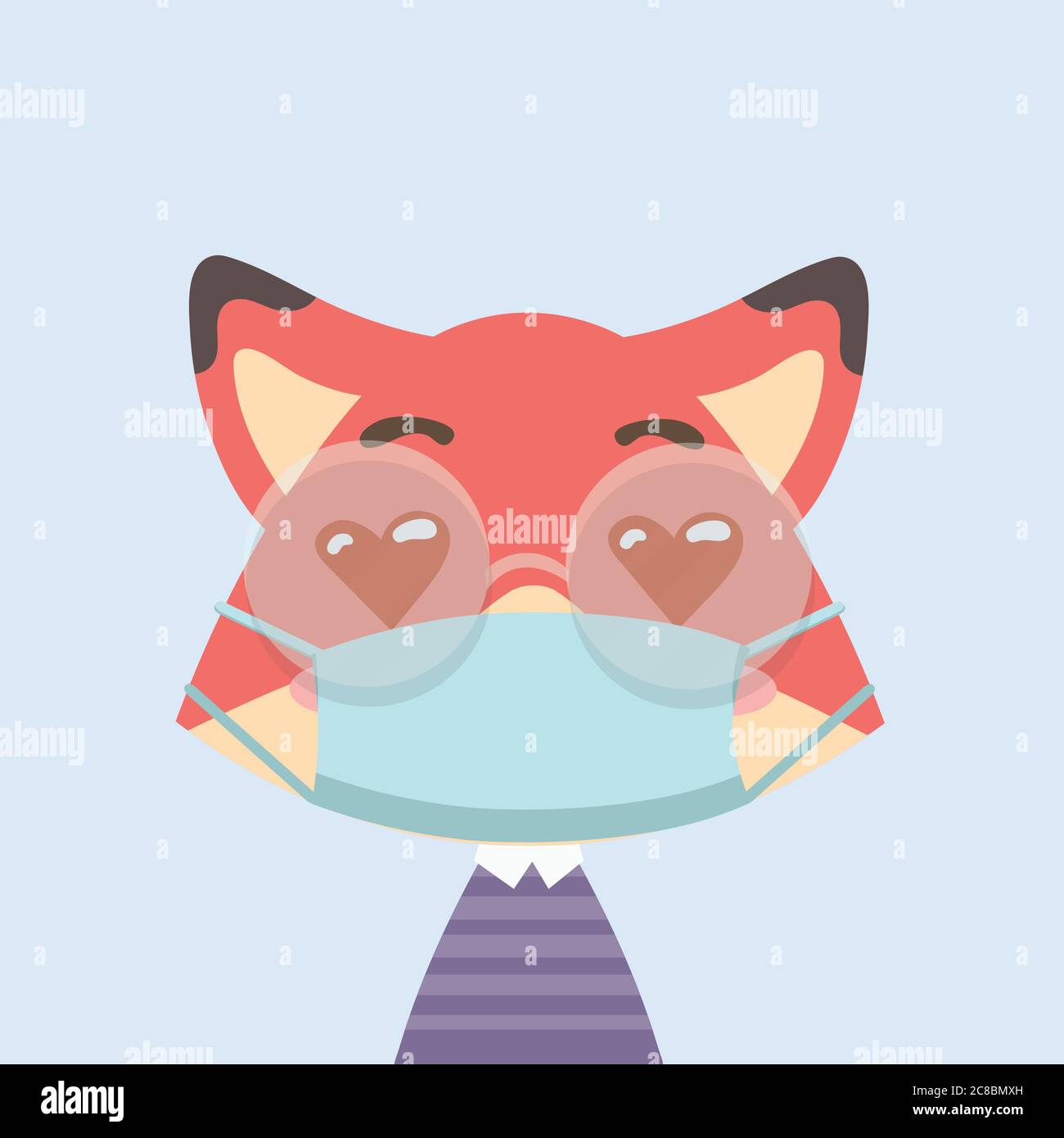 vector covid-19 virus face mask cartoon animal illustration Stock ...