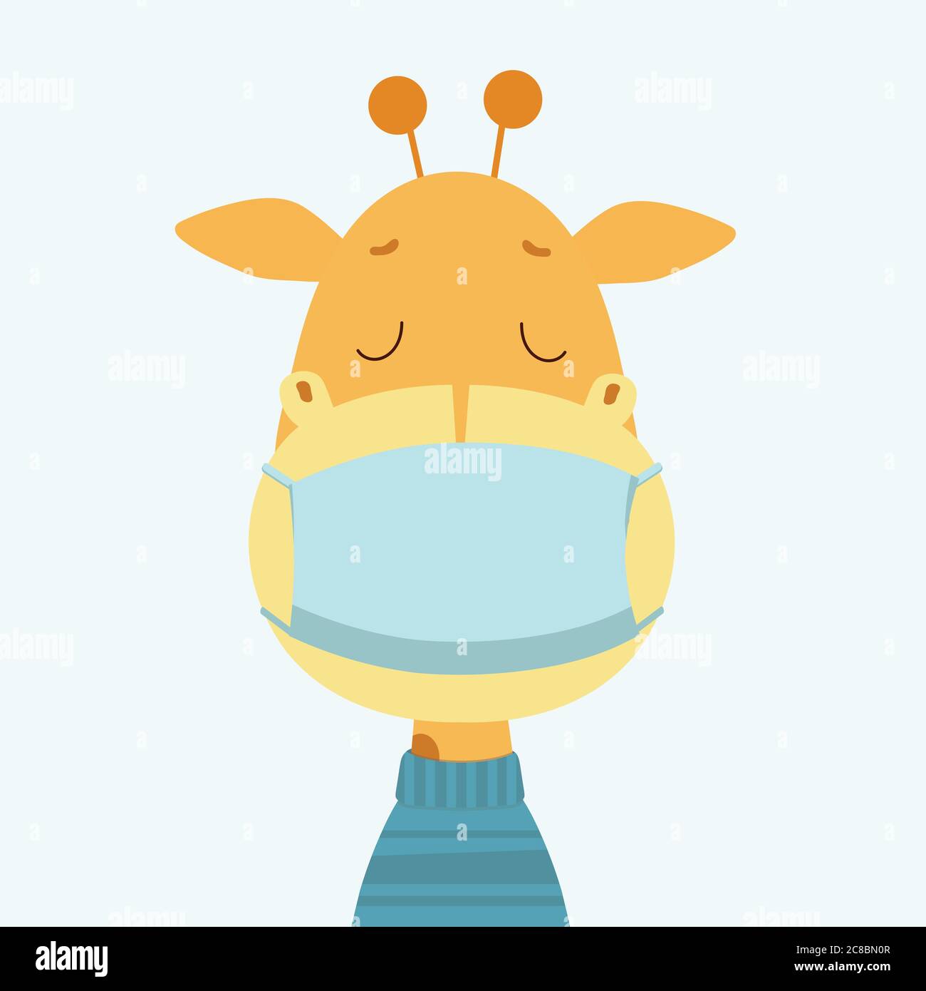 vector covid-19 virus face mask cartoon animal illustration Stock ...