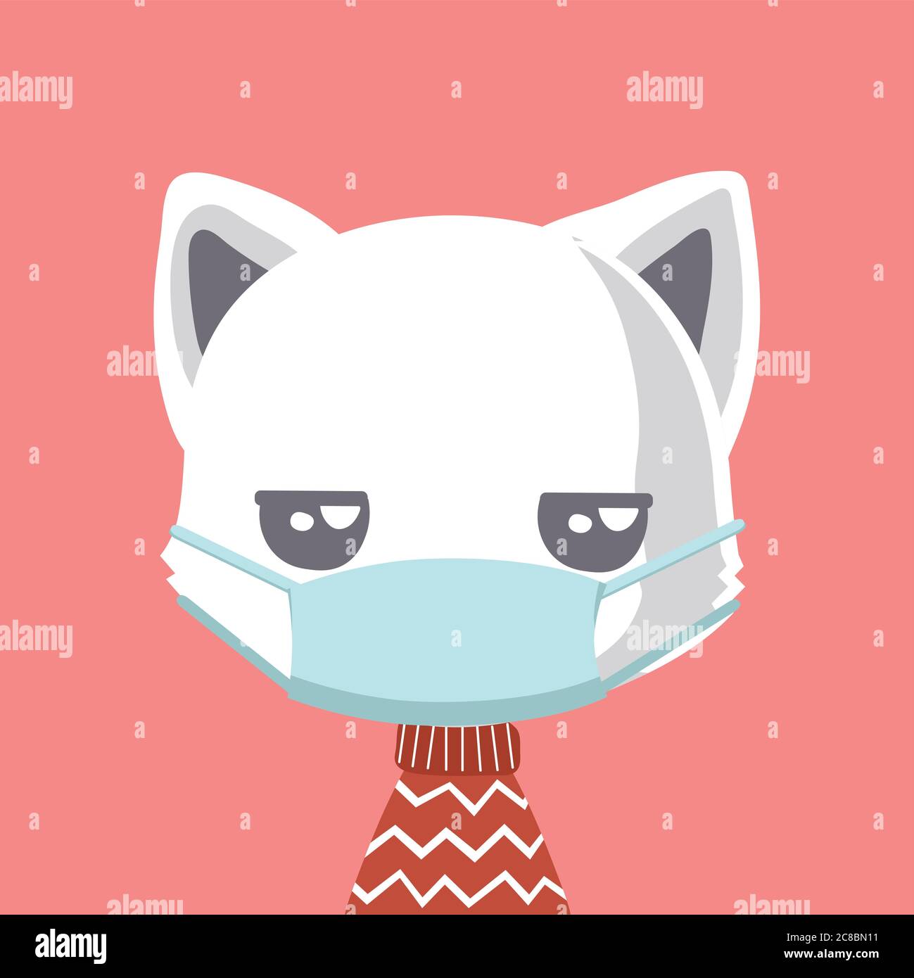 vector covid-19 virus face mask cartoon animal illustration Stock ...