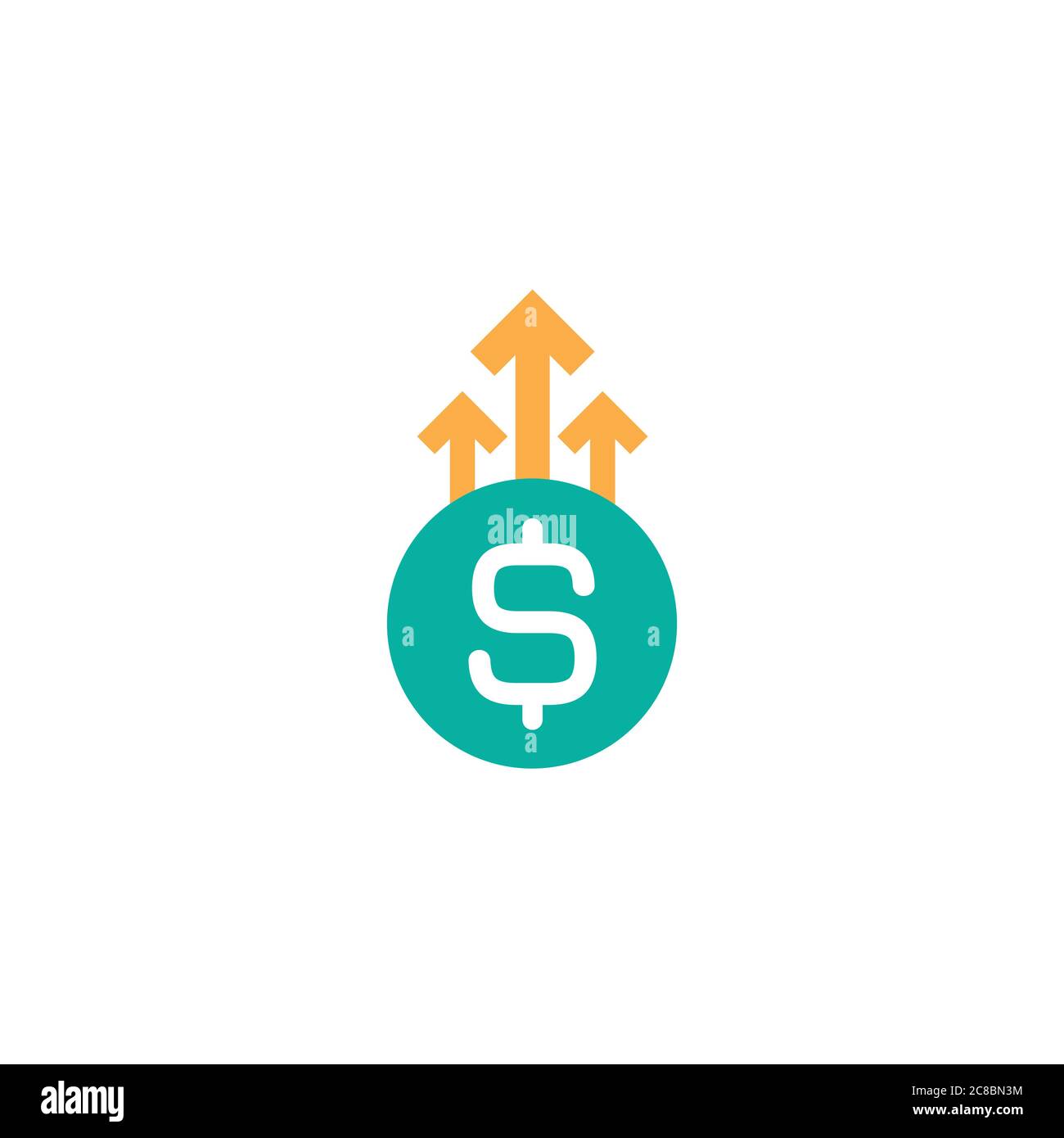 dollar growth vector icon. White dollar sign in blue circle with three ...