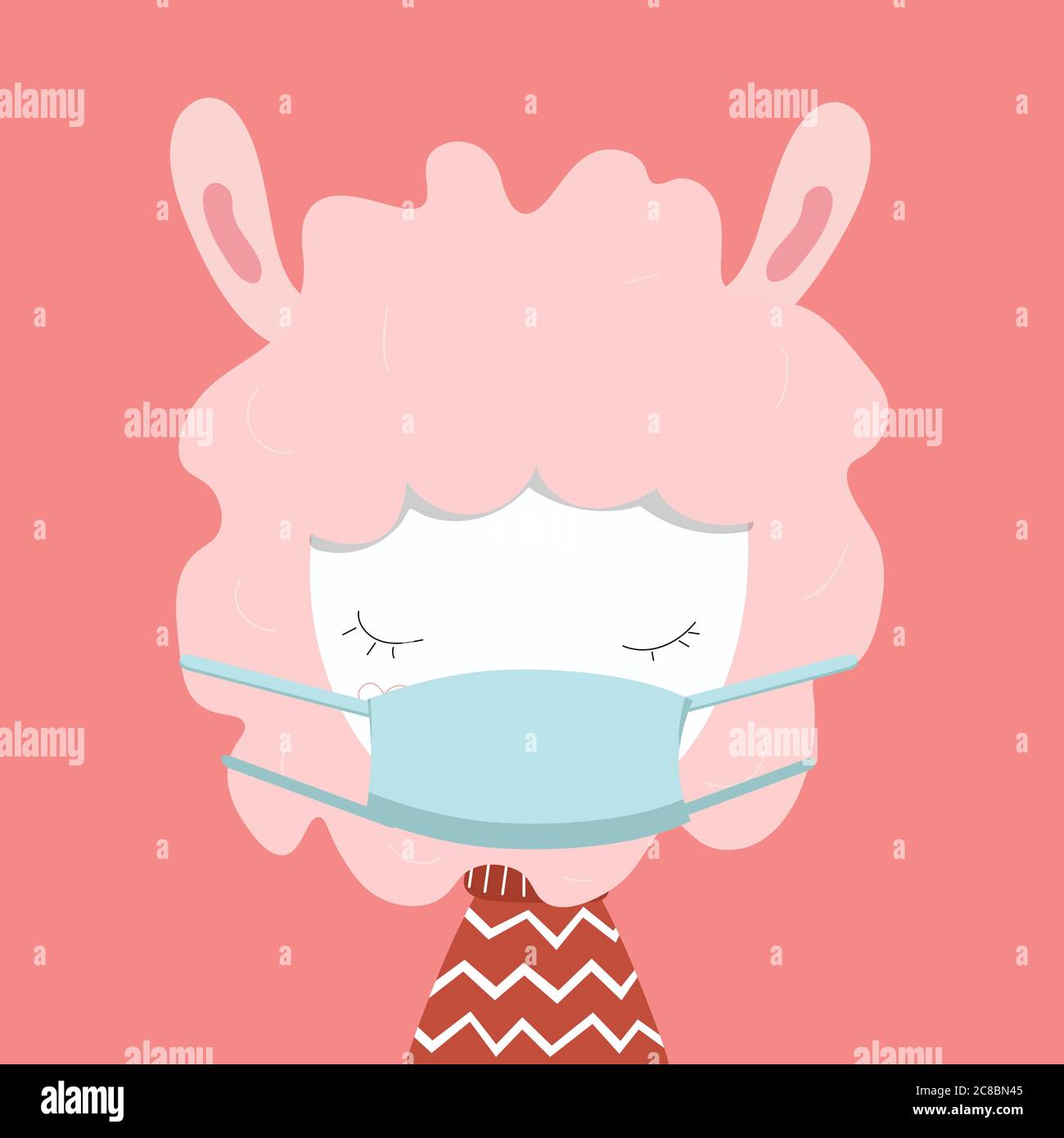 vector covid-19 virus face mask cartoon animal illustration Stock ...