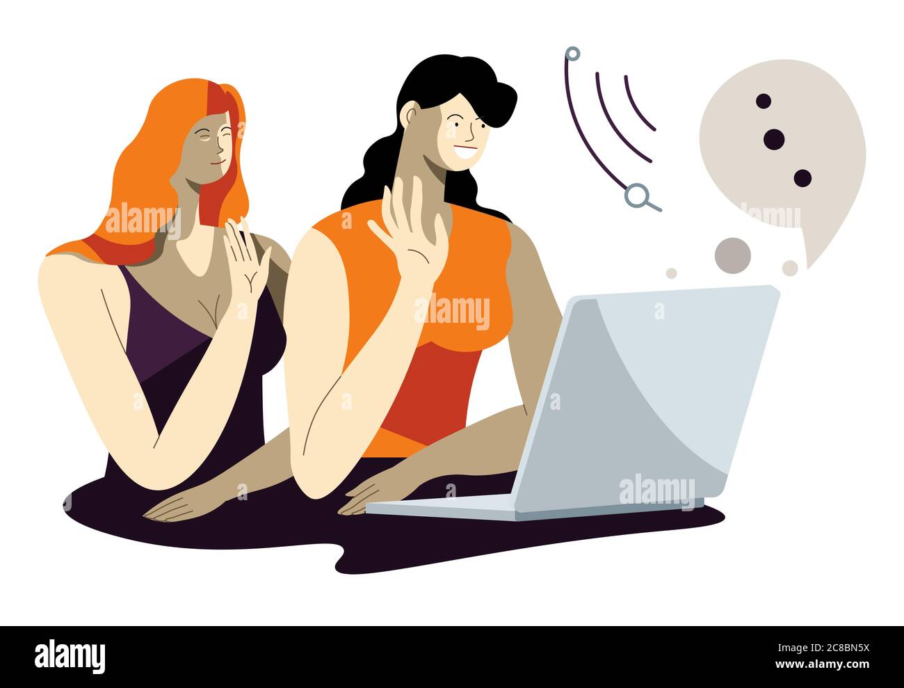 Relaxed conversation laptop Stock Vector Images - Alamy